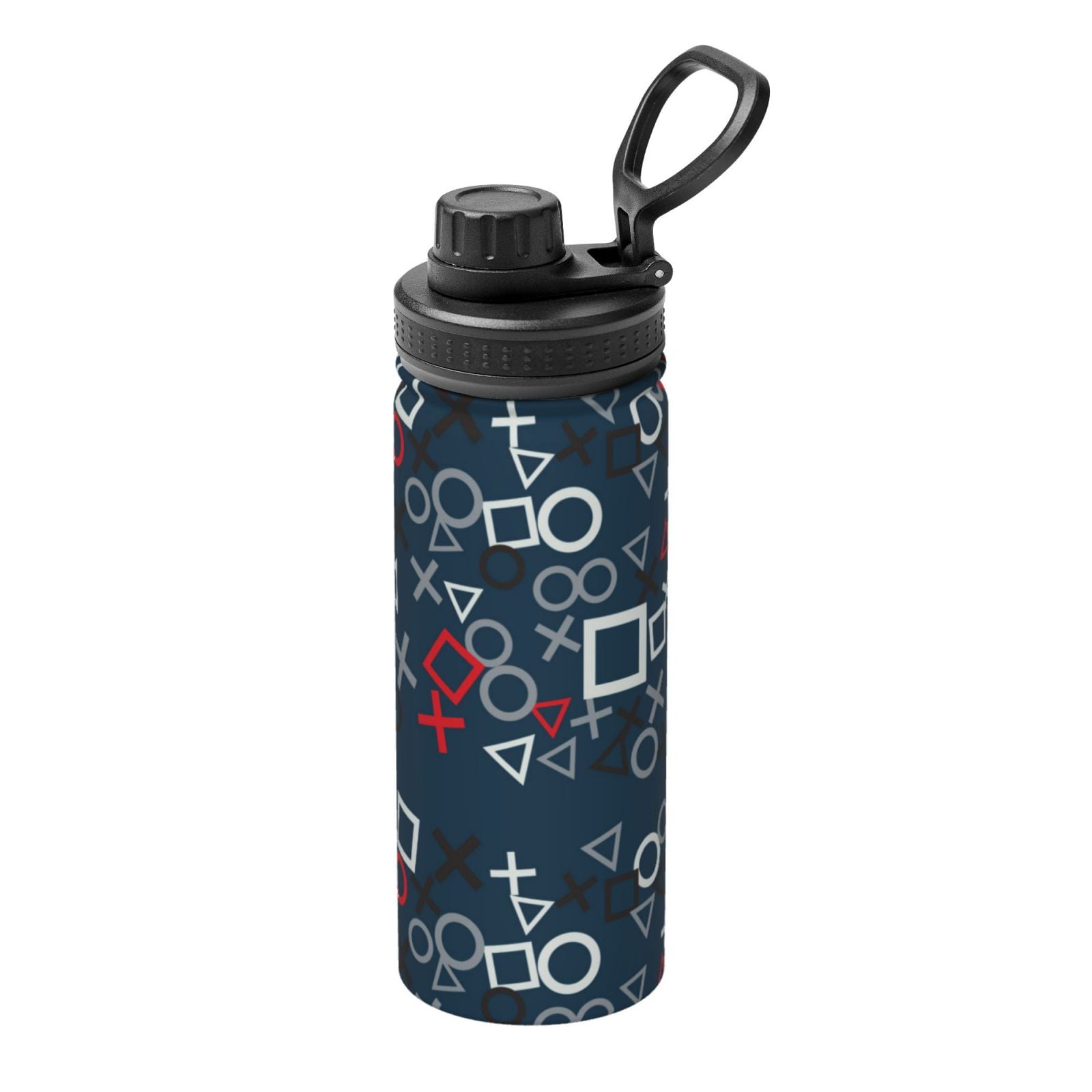 Fuzoiu Navy Blue Geometric Print 18oz Sports Insulated Kettle,Stainless ...