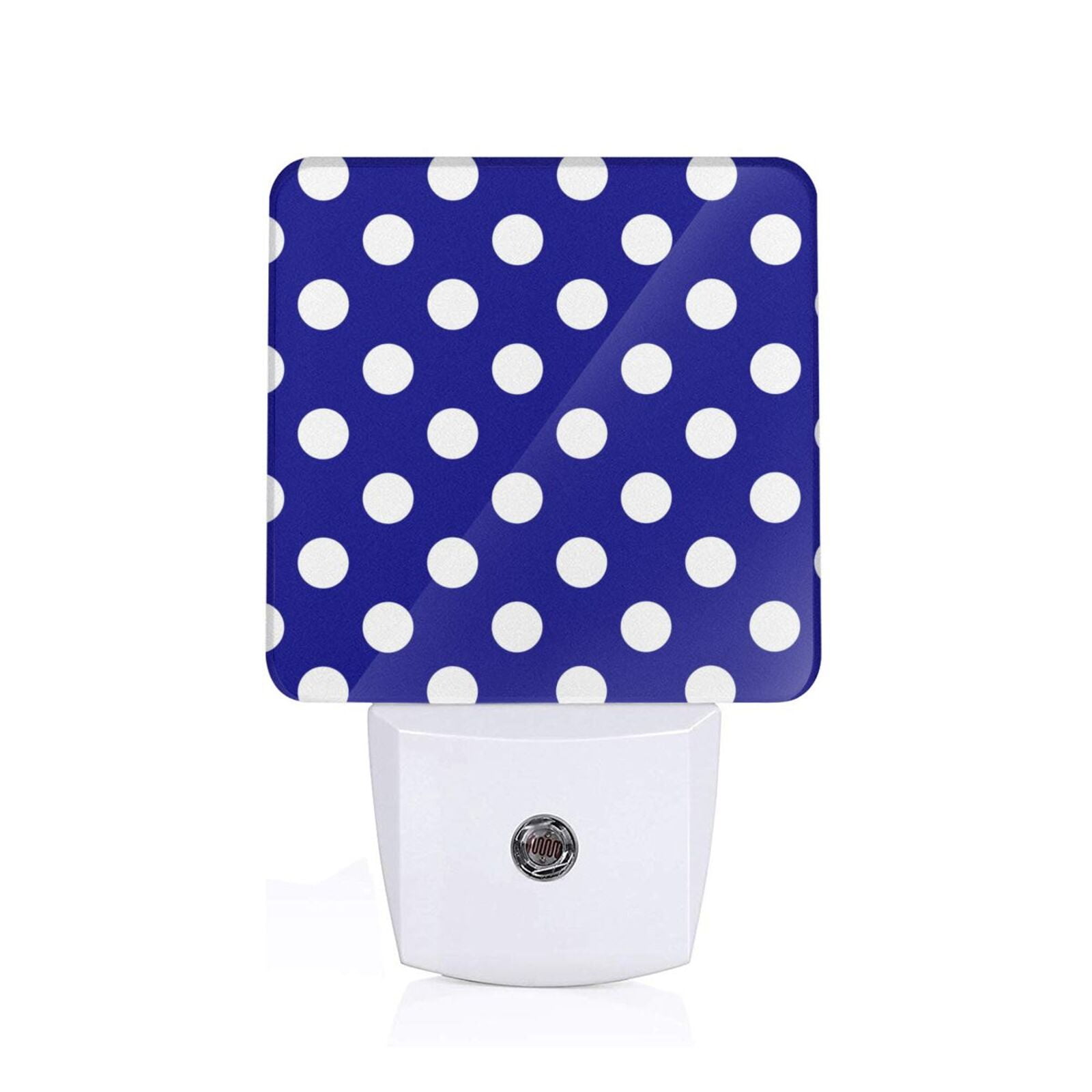 Fuzoiu Navy And White Polka Dot Print Dusk to Dawn LED Night Light with ...