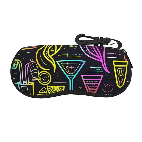 Fuzoiu Neon Bar Drinks Print Neoprene Eyeglass Case,Portable Glasses ...