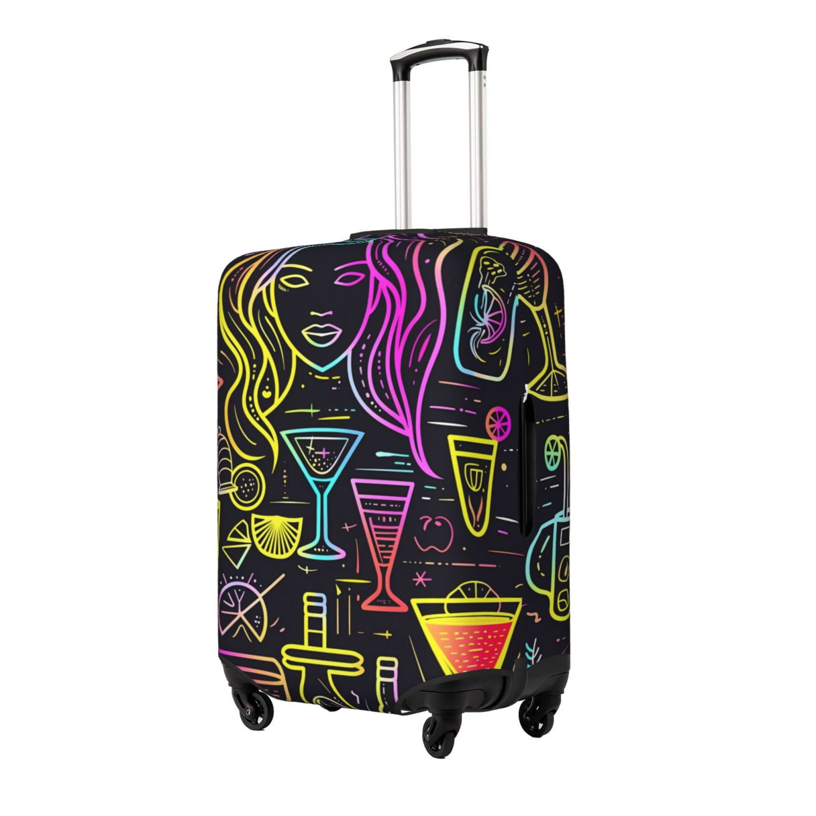 Fuzoiu Neon Bar Drinks Print Suitcase Cover,Washable Luggage Covers for ...