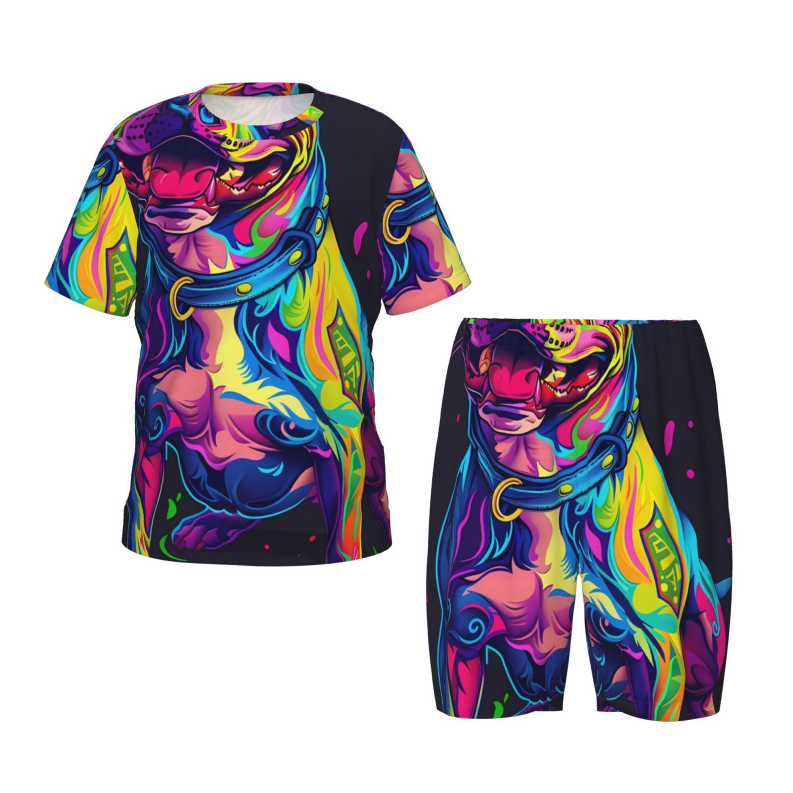 Fuzoiu Neon Pop Art Pitbull Print Boys Girls Pjs Sleepwear,2 Piece ...