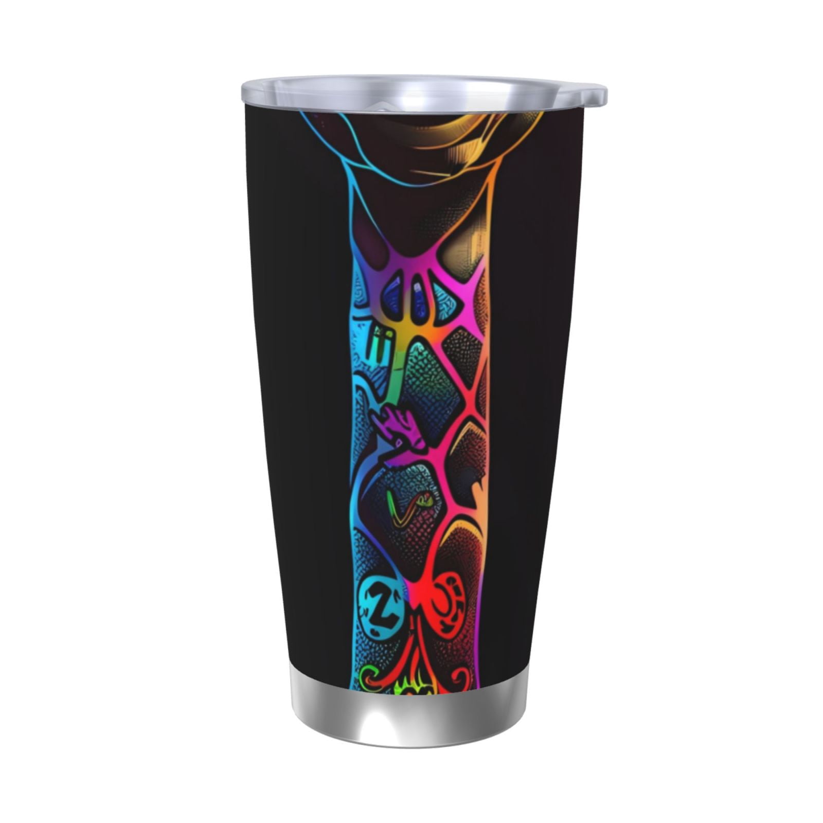 Fuzoiu Neon Psychedelic Giraffe Print 20oz Tumbler, Stainless Steel ...