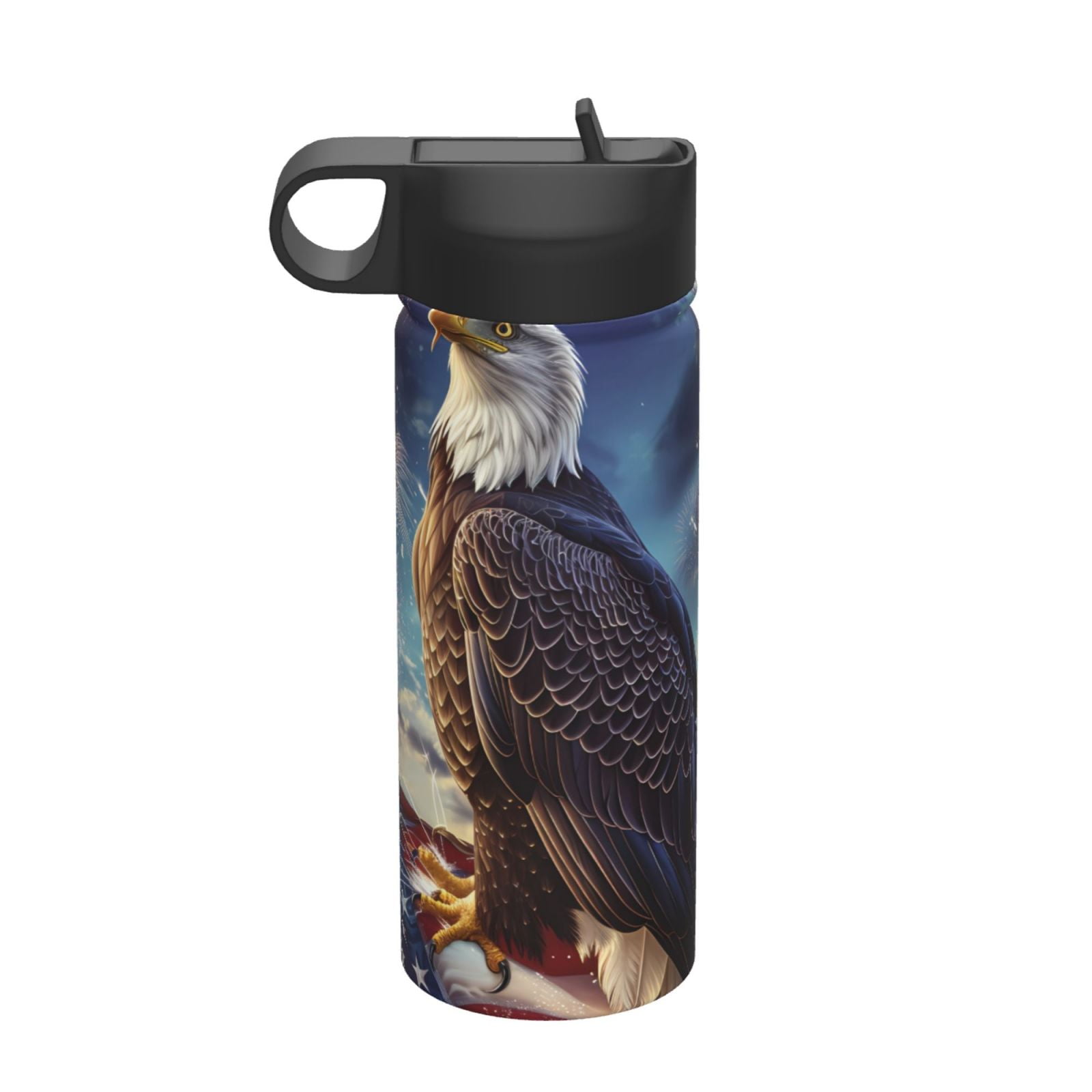 Fuzoiu Night Sky Bald Eagle Print 18oz Insulated Sports Kettle, Outdoor ...