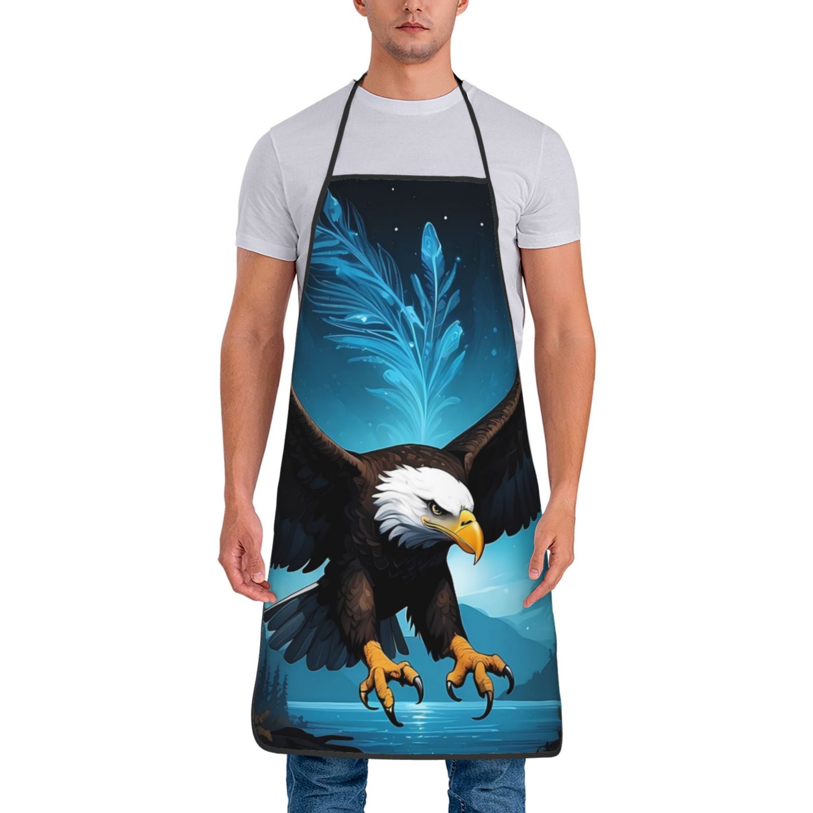Fuzoiu Night Sky Forest Bald Eagle Print Waterproof Apron, Kitchen ...