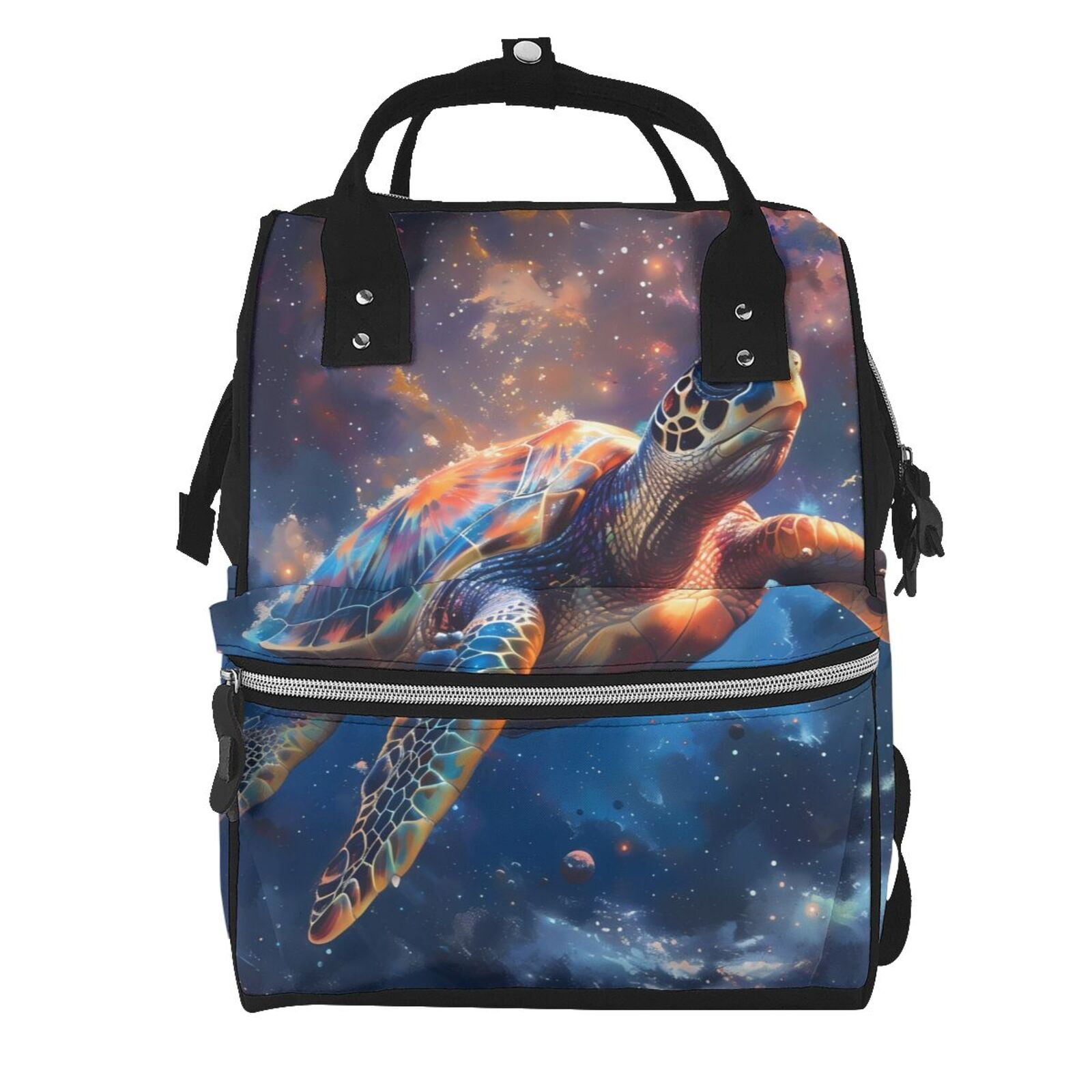 Fuzoiu Night Sky Turtle Print Diaper Bag Backpack,Baby Essentials Travel Tote,Multi function ...