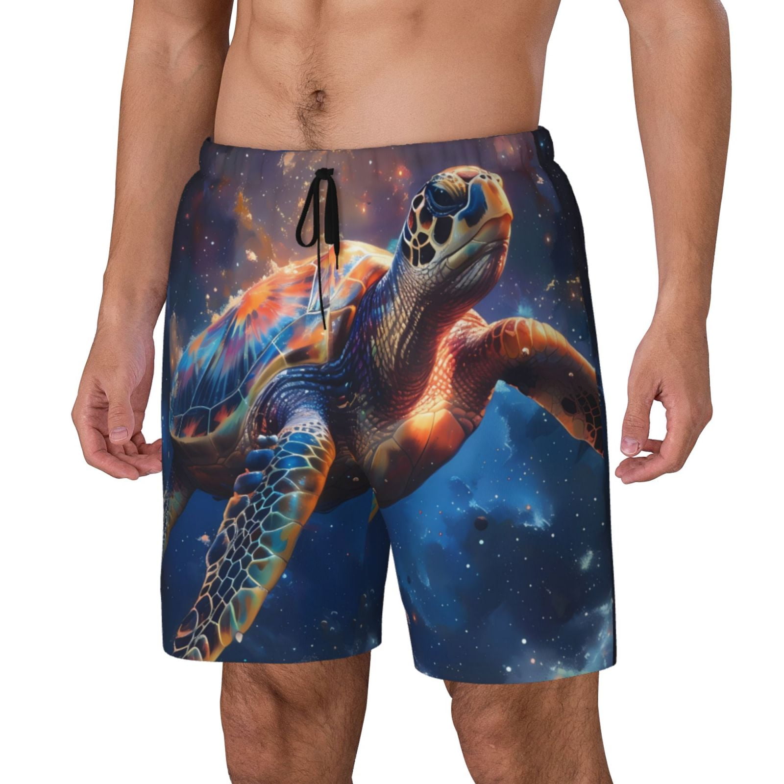 Fuzoiu Night Sky Turtle Print Men's Swim Shorts,Quick-Dry Double-Layer ...