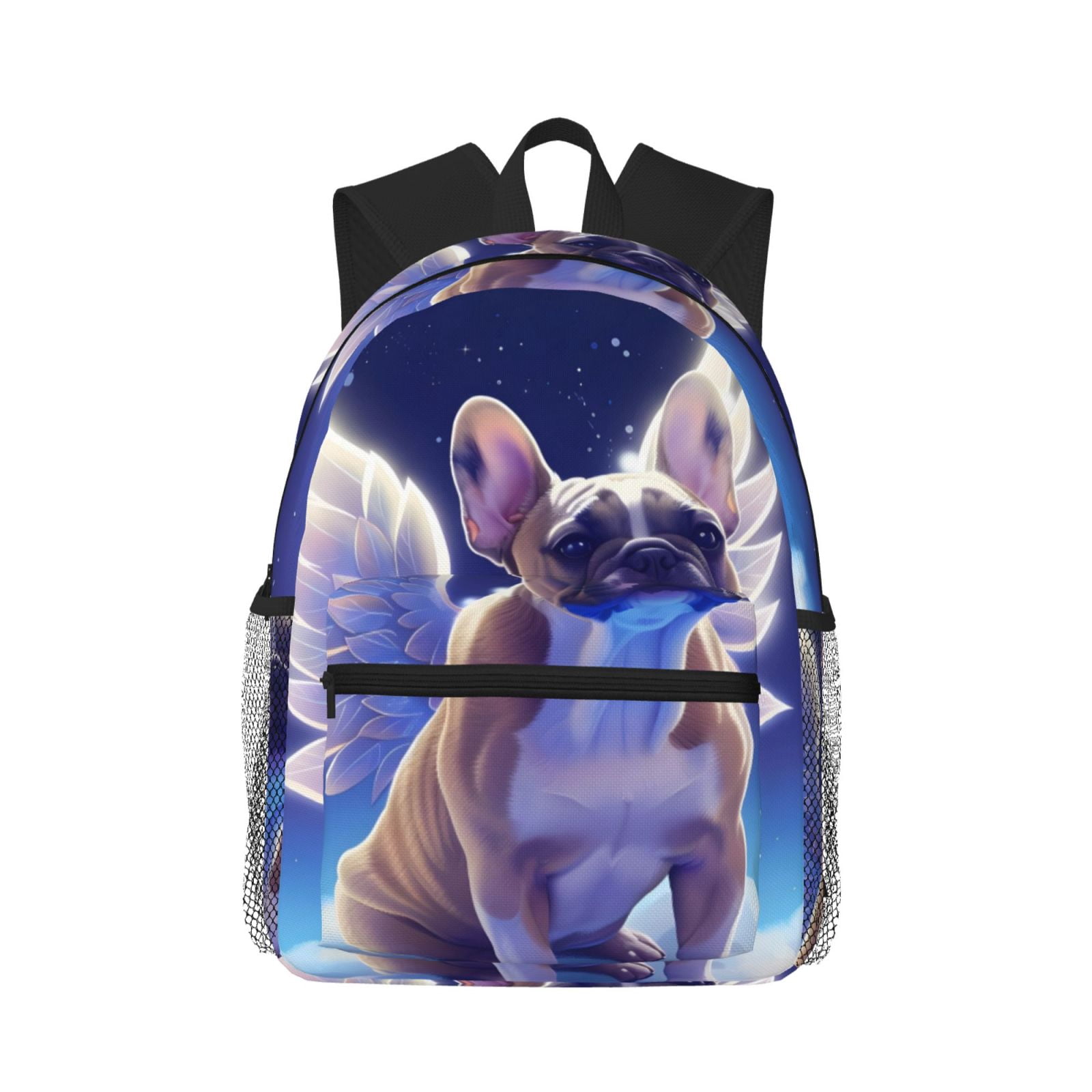 Fuzoiu Night Sky Winged French Bulldog Print School Backpack for Teens ...