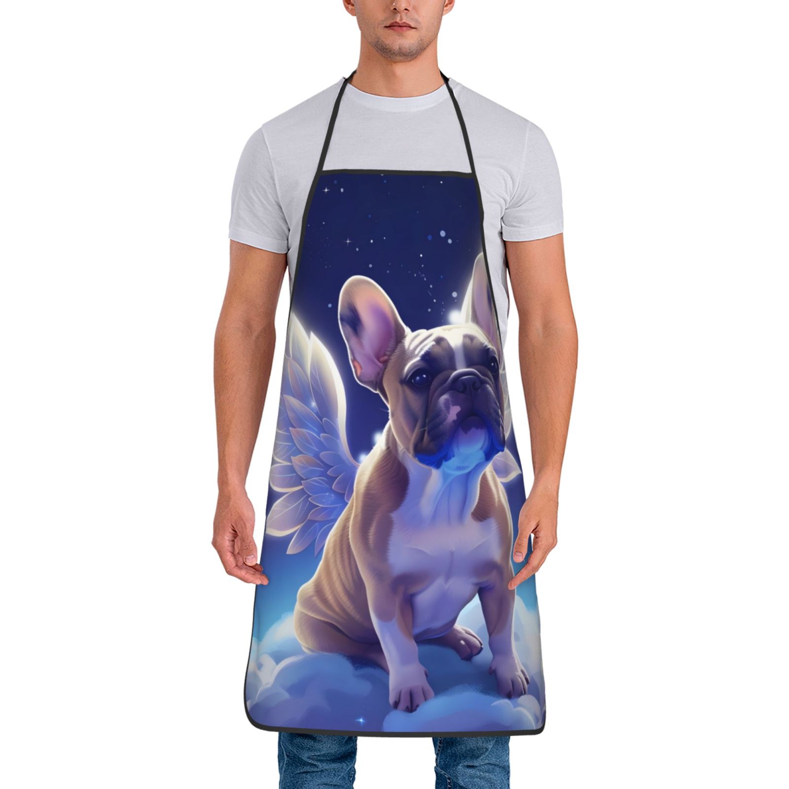 Fuzoiu Night Sky Winged French Bulldog Print Waterproof Apron, Kitchen ...