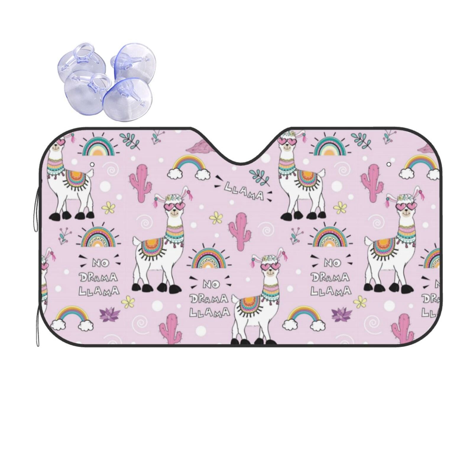 Fuzoiu No Drama Llama Print Car Windshield Sun Shade,Block Uv Rays ...