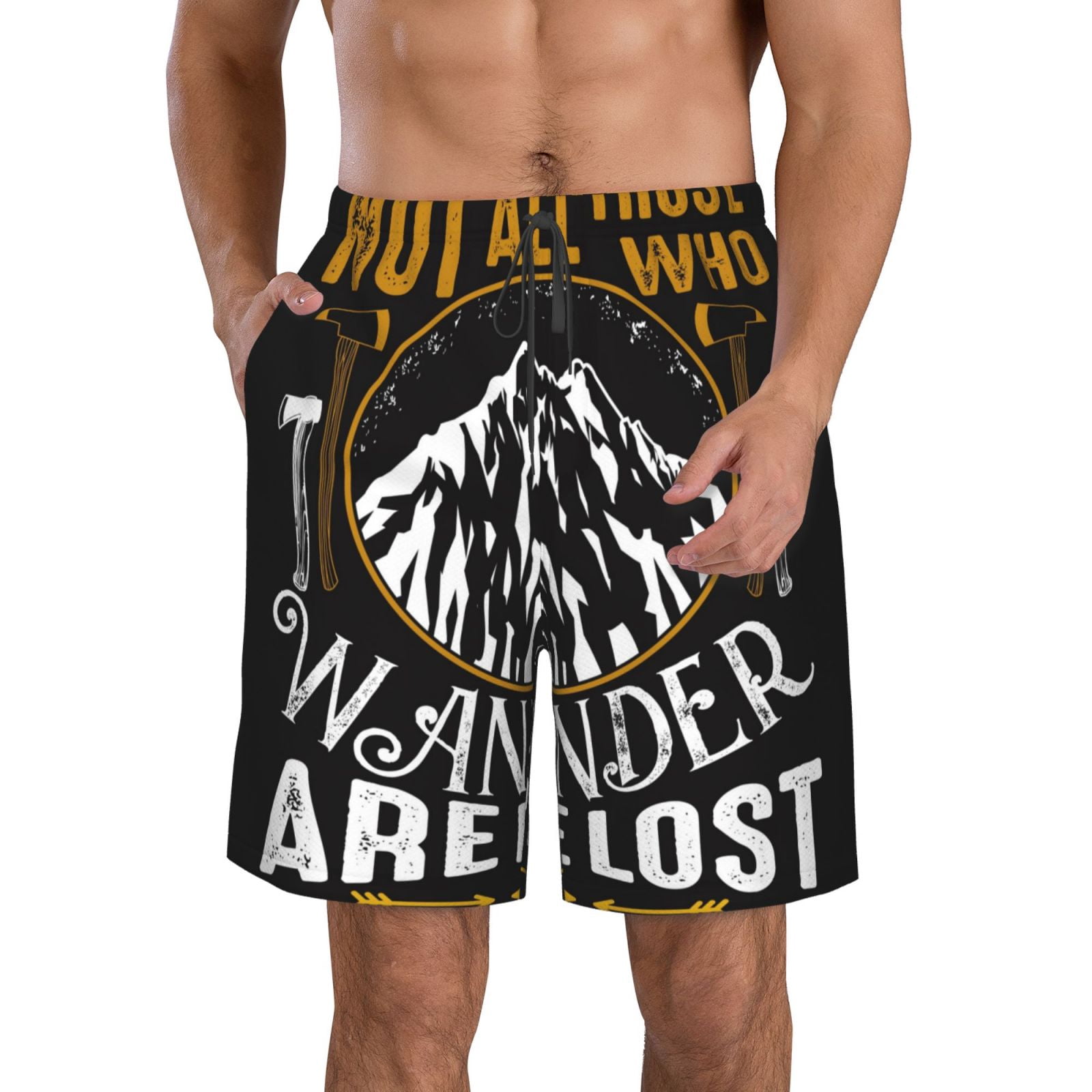 Fuzoiu Not All Those Who Wander Are Lost 1 Print Men's Beach Shorts,Men ...