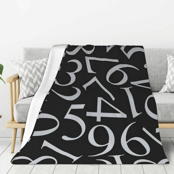 Fuzoiu Numbers Print Flannel Throw Blanket,Light Weight Warm Decorative ...
