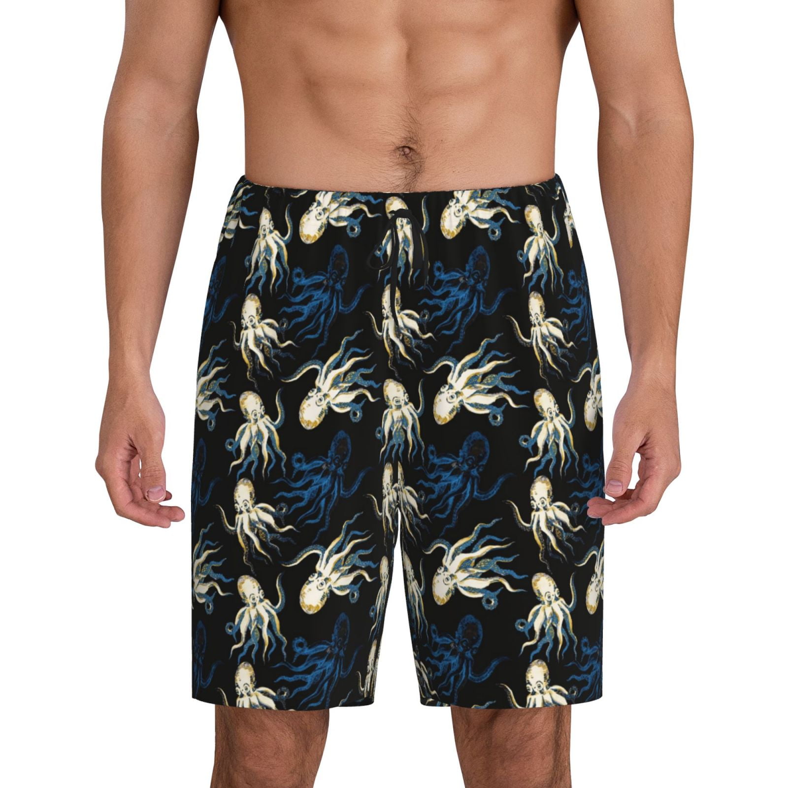Fuzoiu Octopus 1 Print Pajama Shorts for Men, Men's Pajama Bottoms,Mens ...