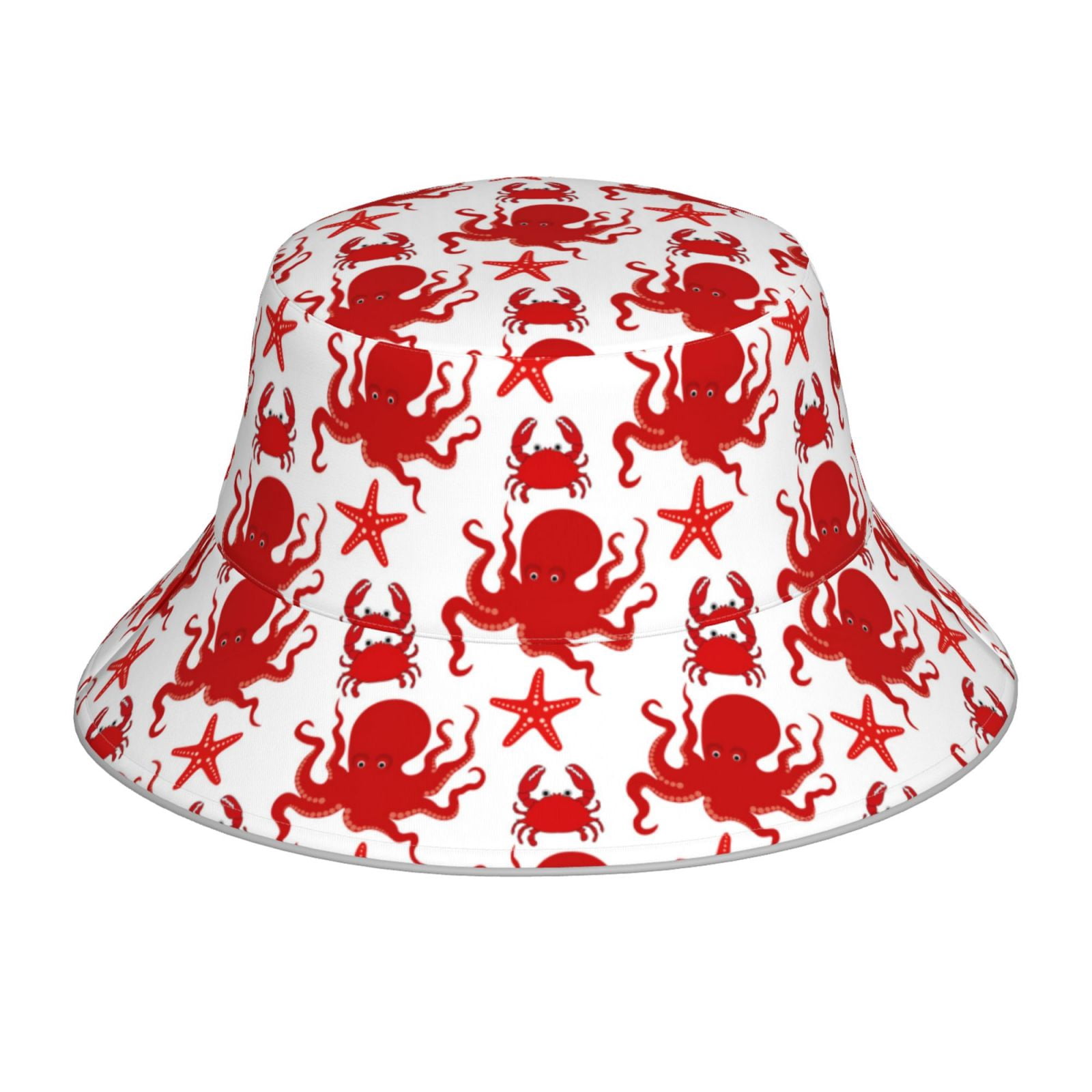 Fuzoiu Octopus Print Reflective Bucket Hat,Outdoor Hat for Men and ...