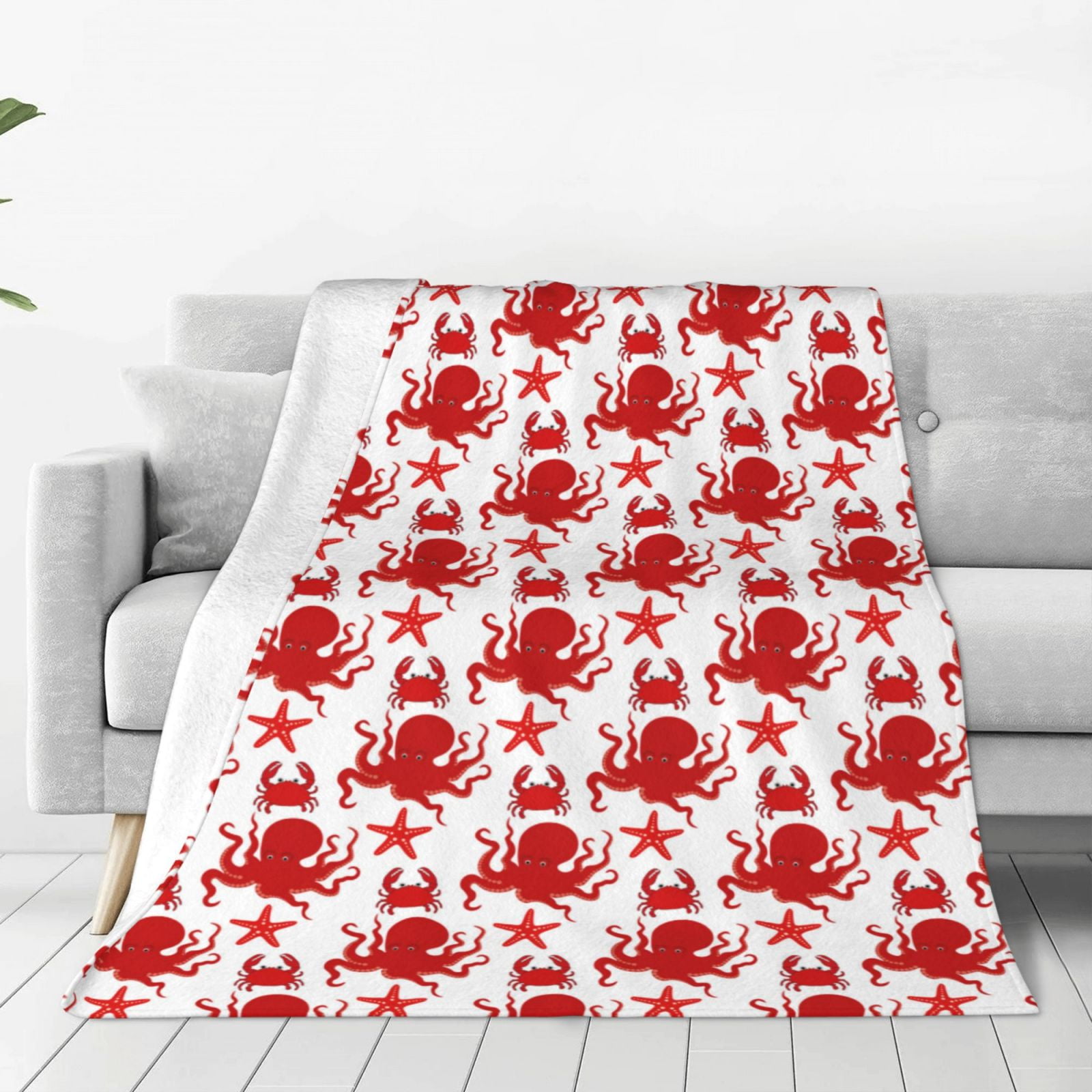 Fuzoiu Octopus Print Ultra-Soft Micro Fleece Blanket,All Seasons ...