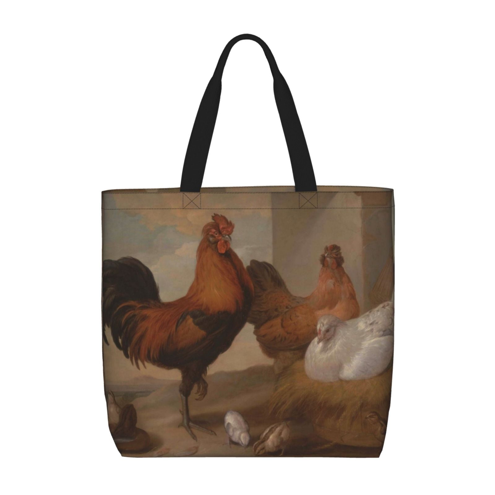 Fuzoiu Oil Painting Chicken And Duck Print Durable Tote Bag,Shoulder ...