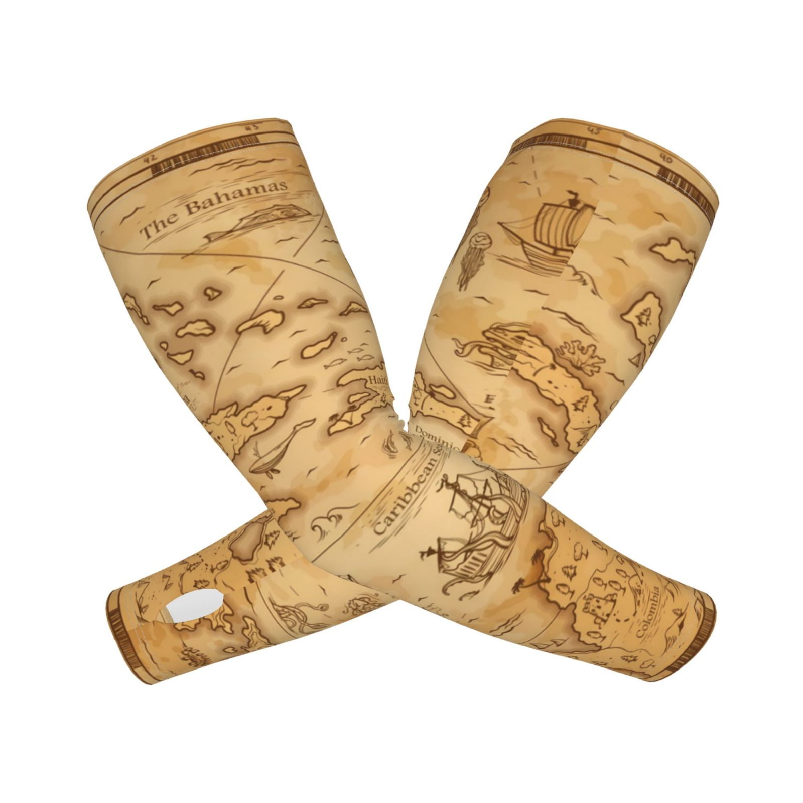 Fuzoiu Old Vintage Map Of Sea Print Cooling Sleeves for Sun Protection ...
