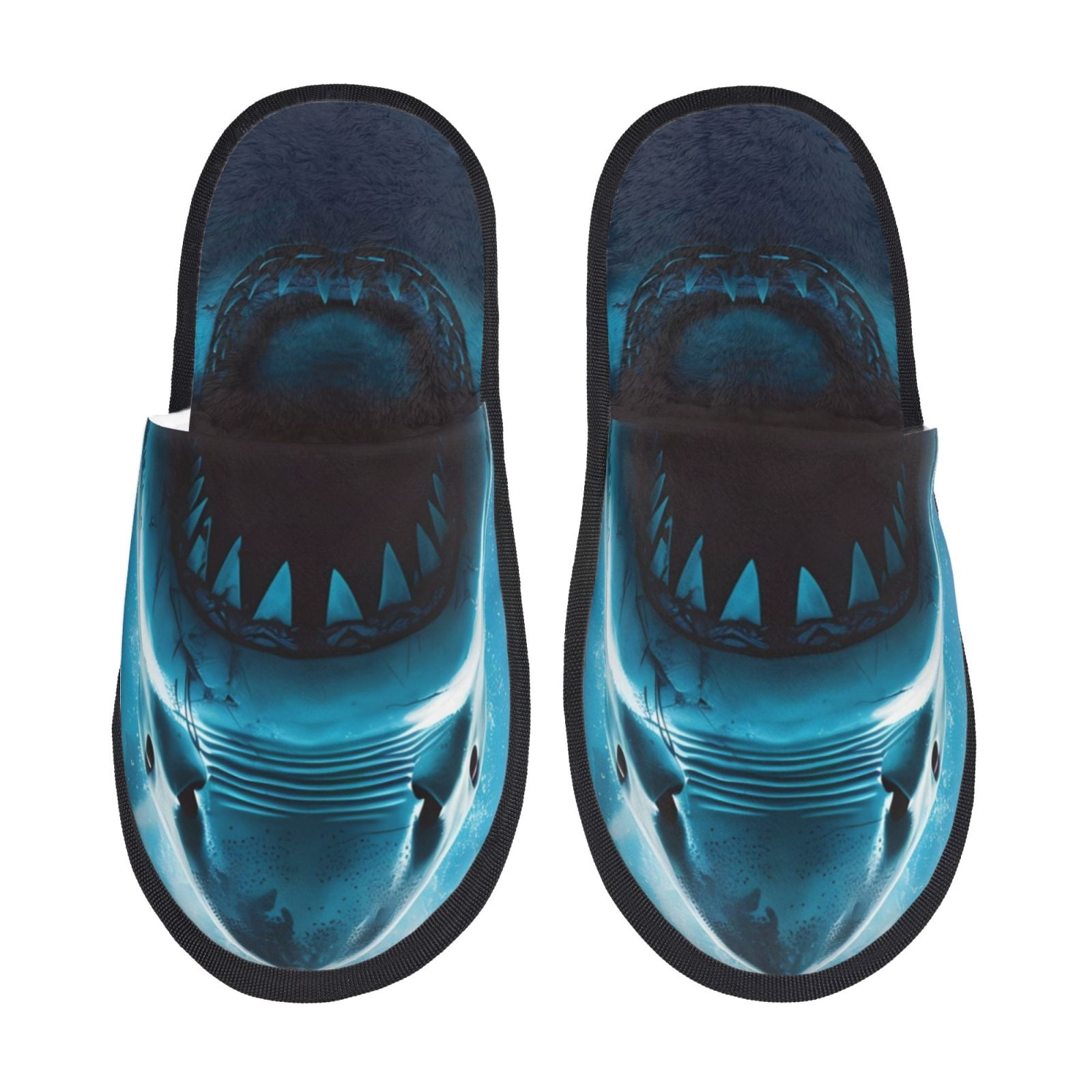 Fuzoiu Open-Mouthed Shark Print Unisex Furry Slippers,Plush Indoor ...