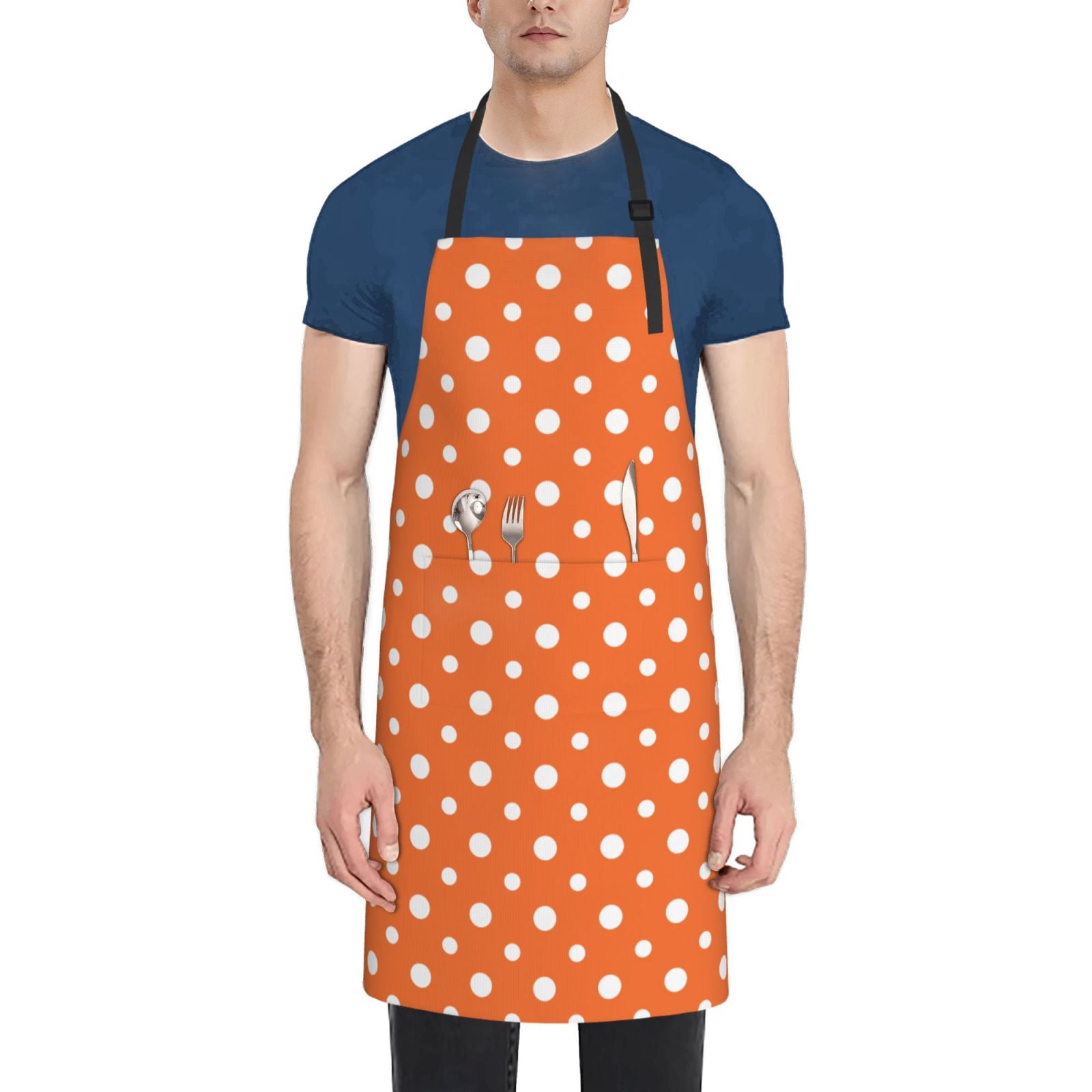 Fuzoiu Orange And White Polka Dot Print Adjustable Waterproof Apron ...