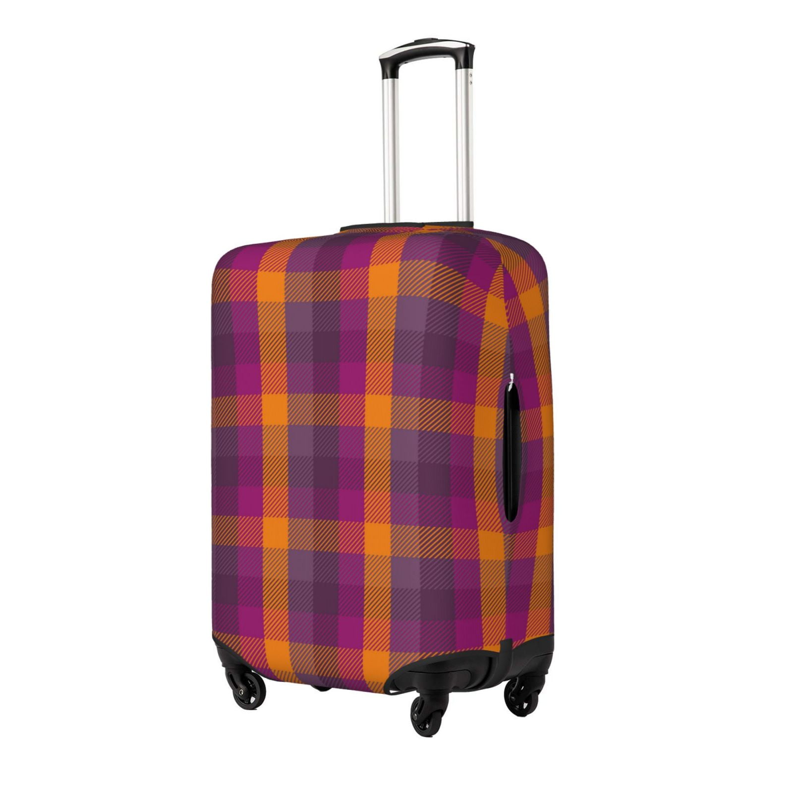 Fuzoiu Orange and Purple Plaid Print Suitcase Cover,Washable Luggage ...