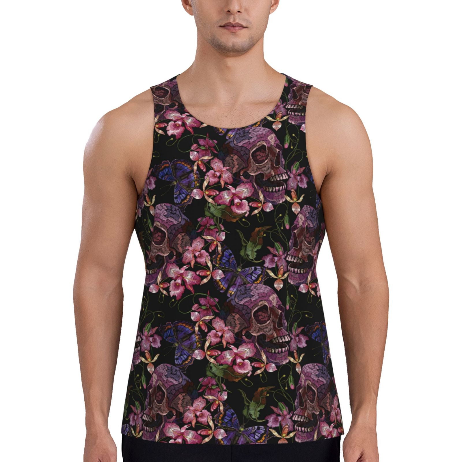 Fuzoiu Orchids Flowers Print Men's Workout Tank Tops,Sleeveless Gym ...