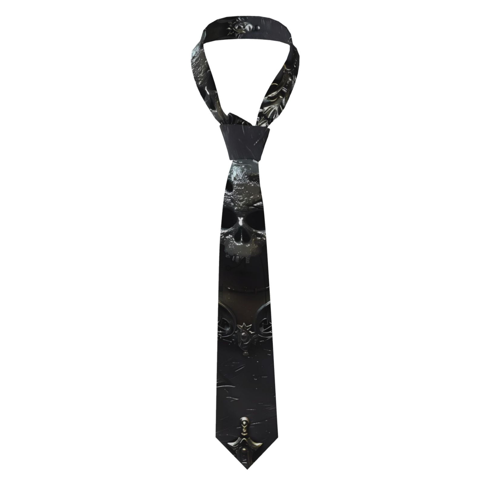 Fuzoiu Ornate Dark Skull Book Print Men's Necktie,Business Necktie,Mens ...