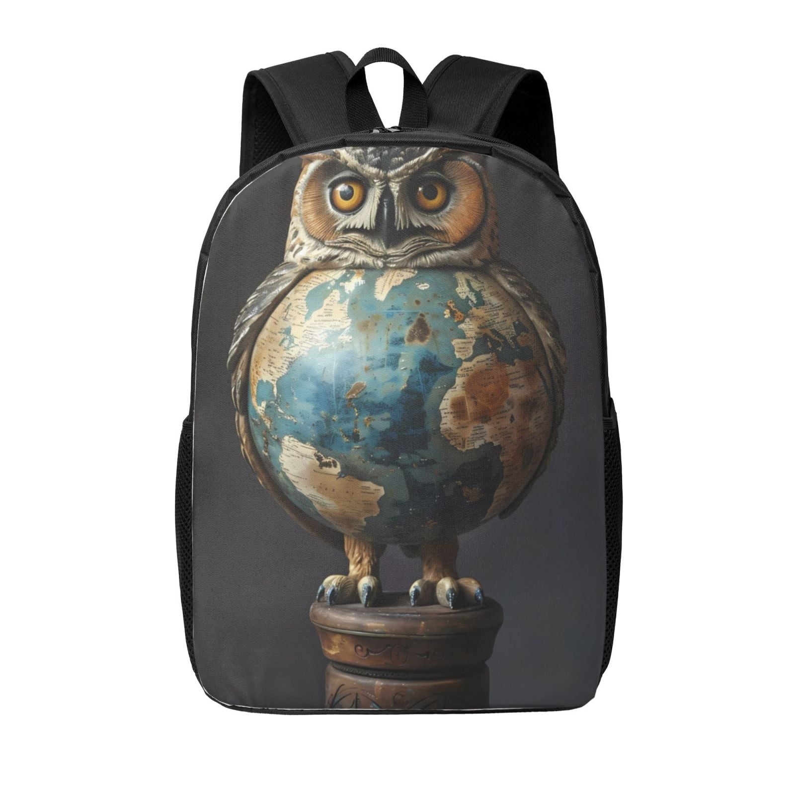 Fuzoiu Owl Globe Sculpture Print 17in Student Backpack,School Backpack ...