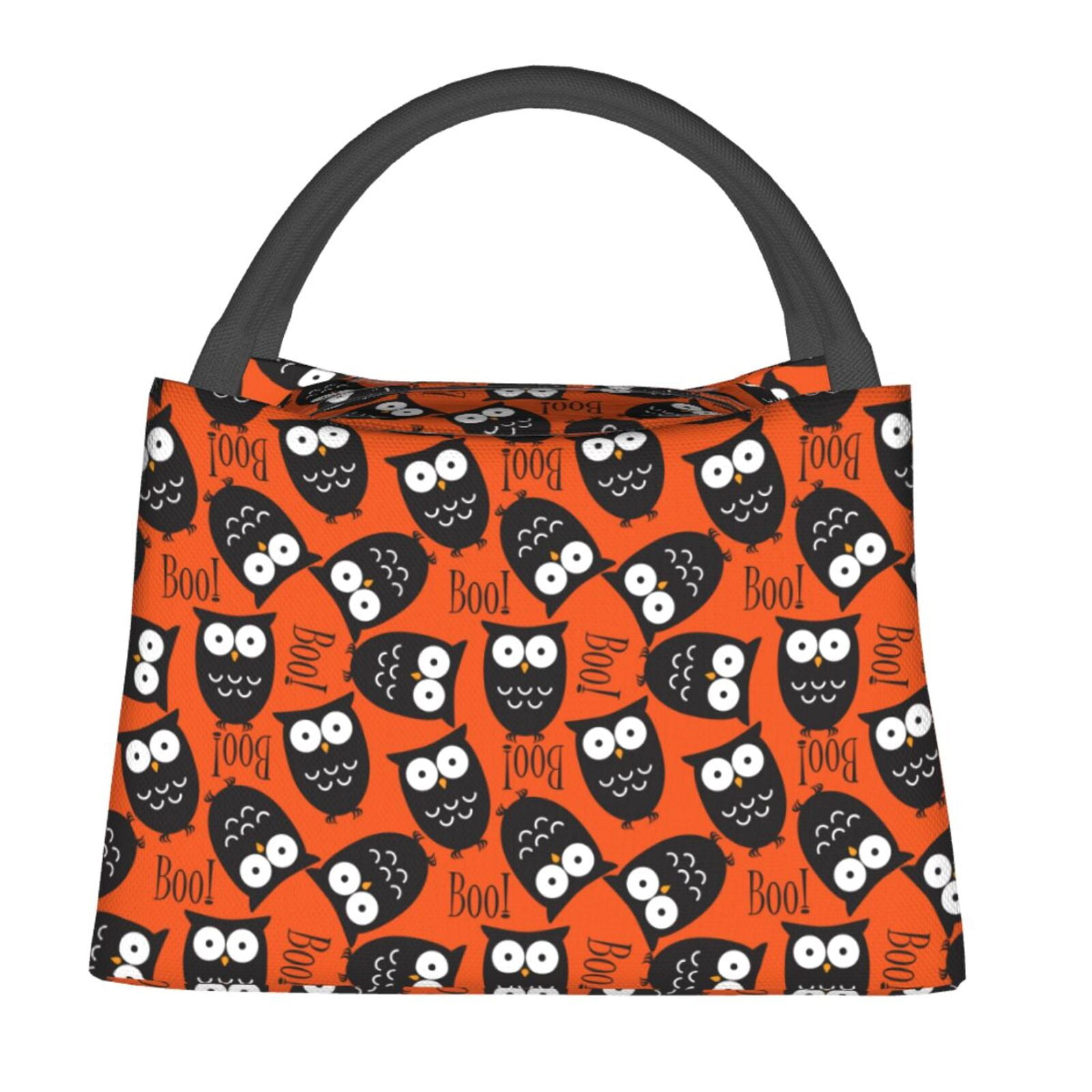 Fuzoiu Owls And Boo Print Portable Insulation Lunch Bag,Large Lunch Box ...