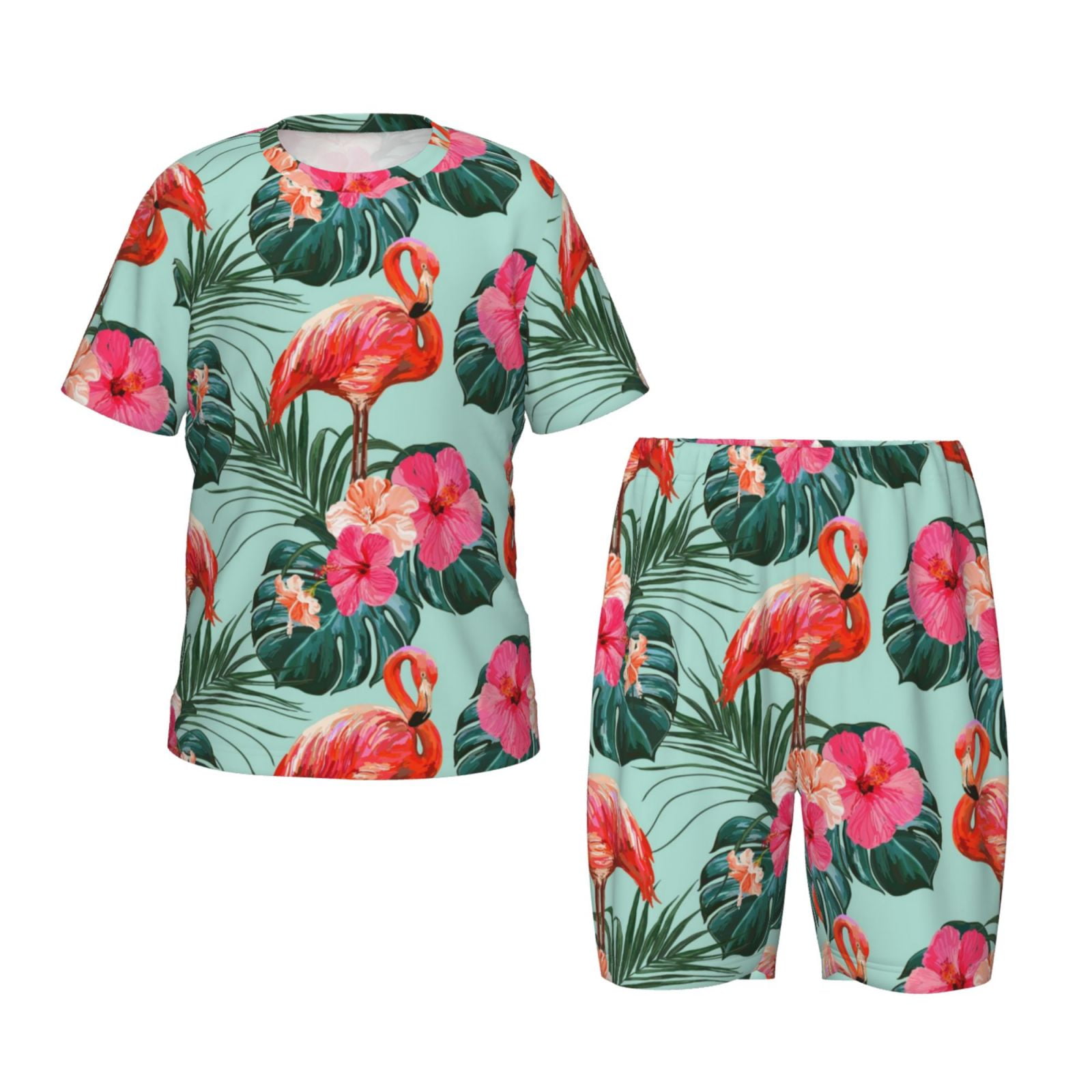 Fuzoiu Palm Leaves Flamingo Print Boys Girls Pjs Sleepwear,2 Piece ...