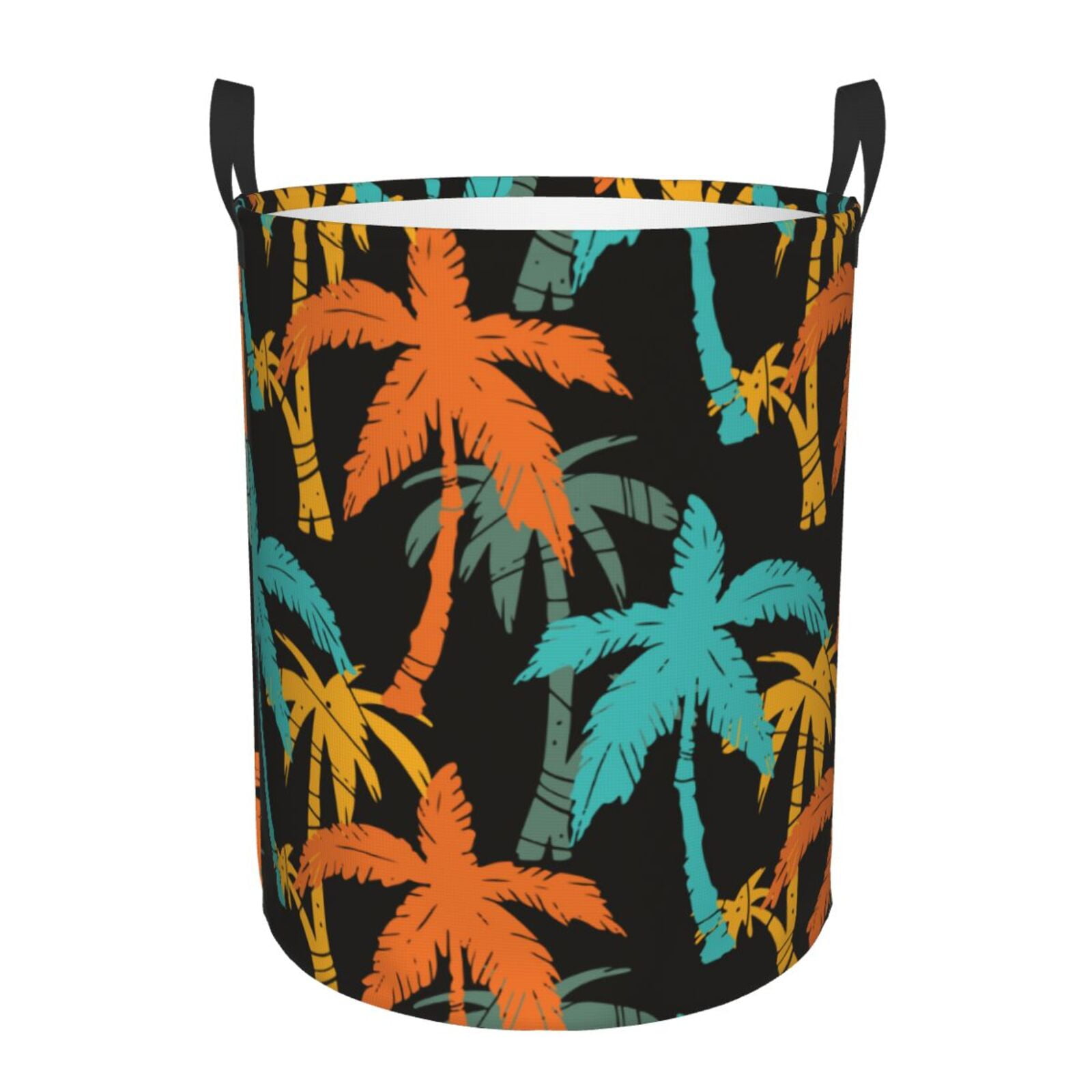 Fuzoiu Palm Trees Print Circular Hamper,Laundry Basket with Handle ...