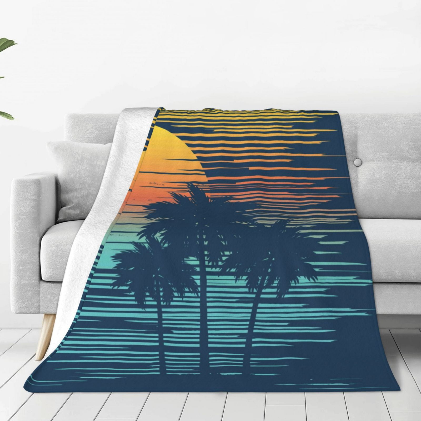 Fuzoiu Palm Trees Print Ultra-Soft Micro Fleece Blanket,All Seasons ...