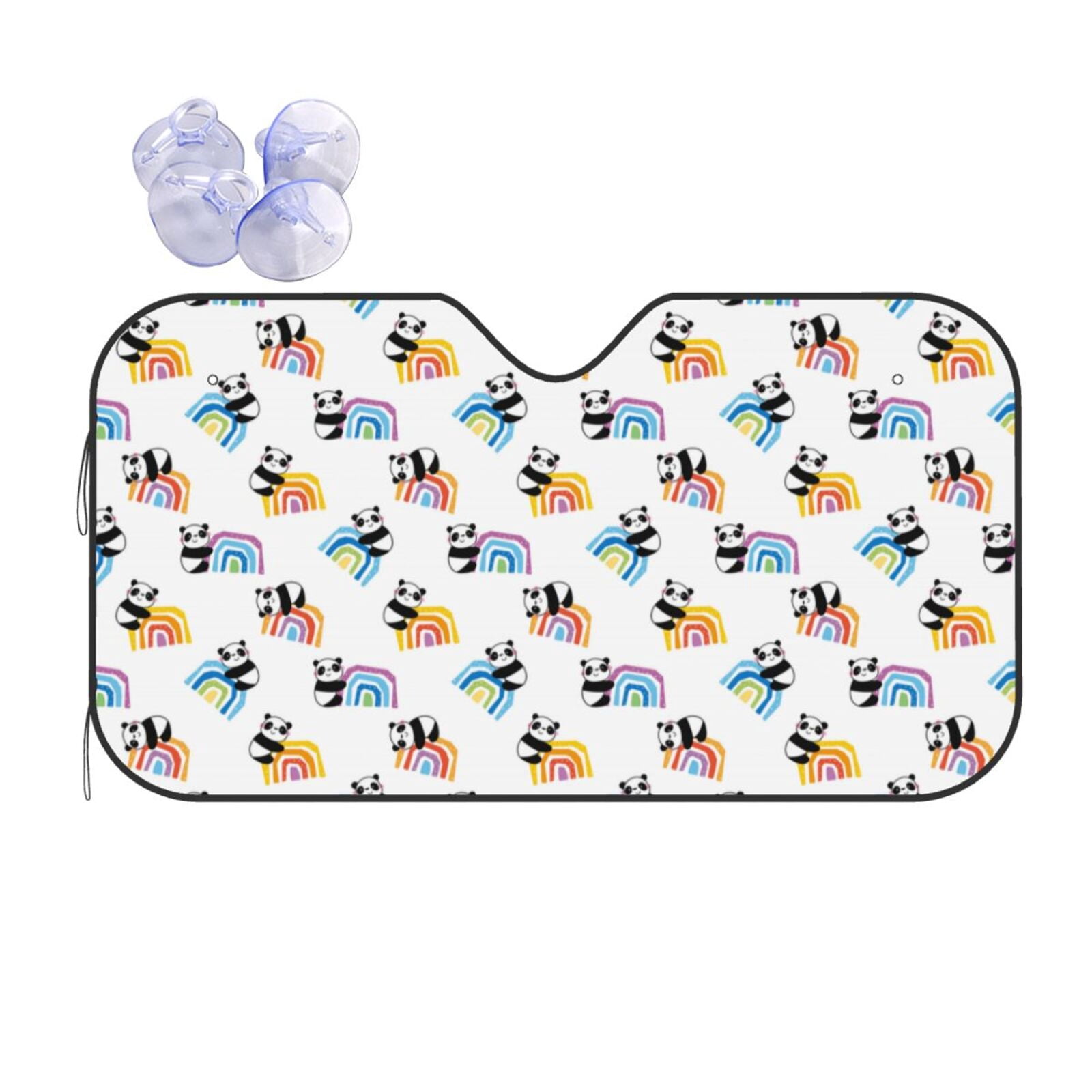 Fuzoiu Panda And Rainbow Print Car Windshield Sun Shade,Block Uv Rays ...