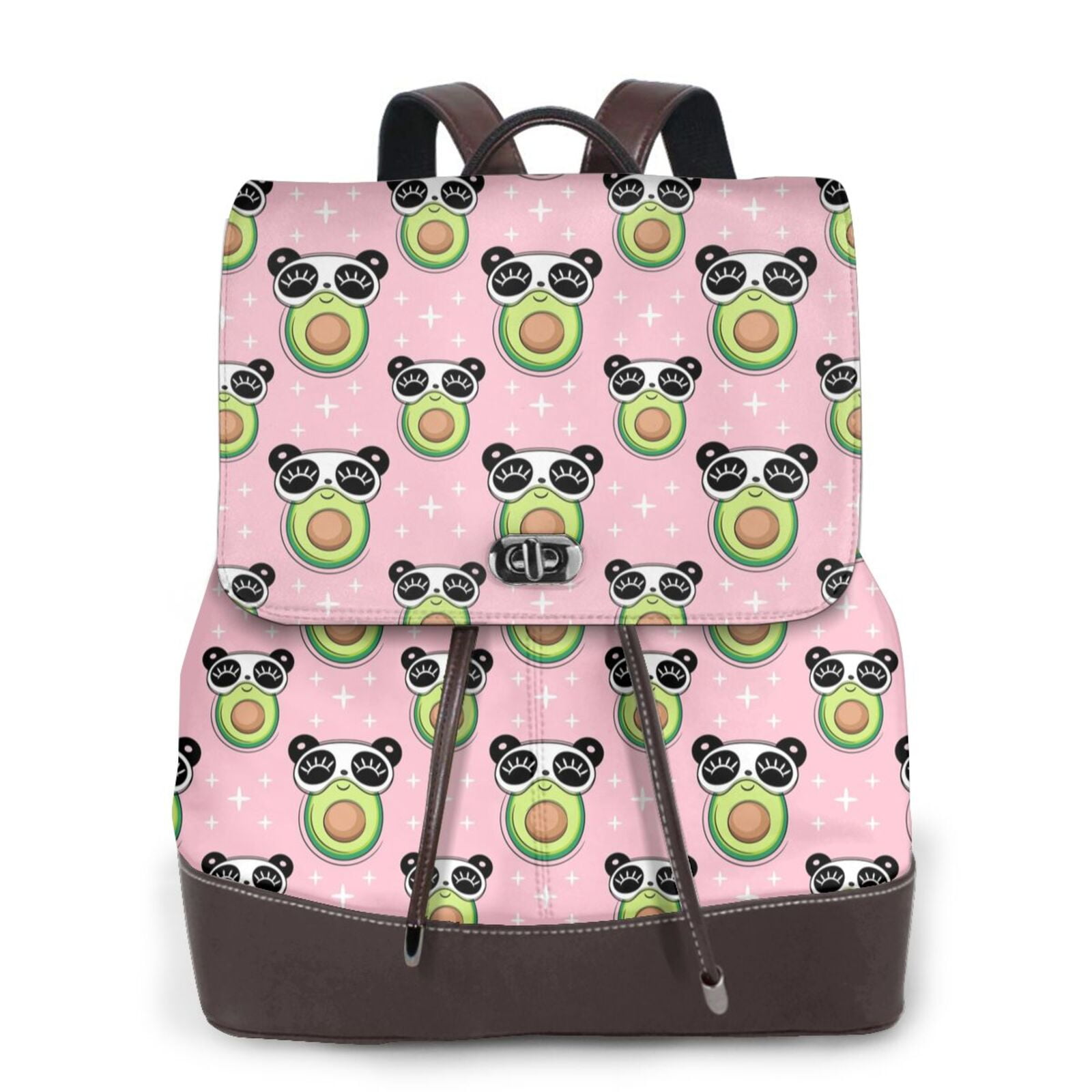 Fuzoiu Panda Avocado Print Women's Leather Backpack,Backpack in Leather ...