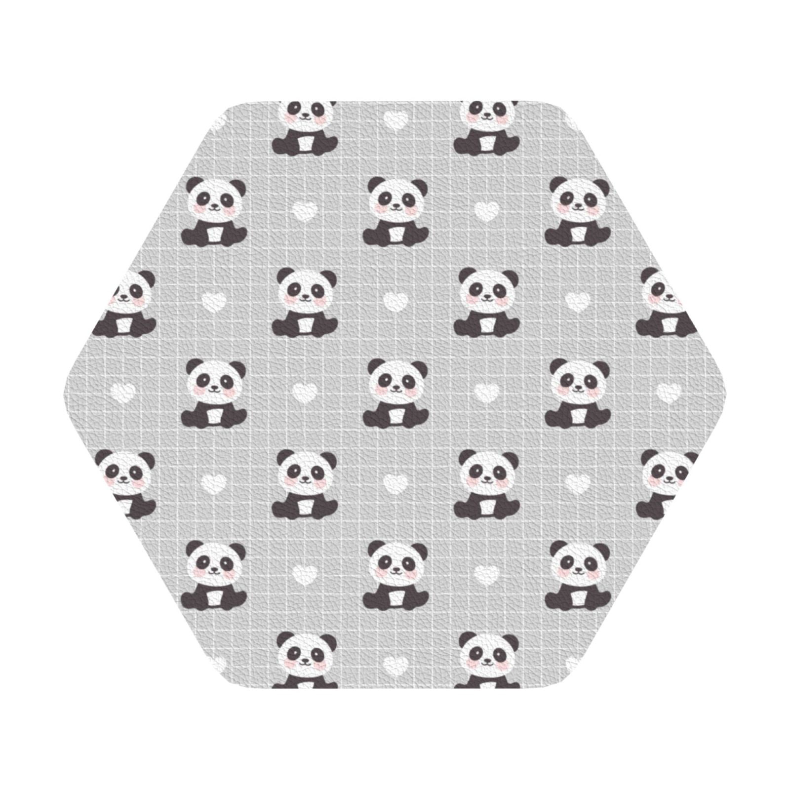 Fuzoiu Panda Bear Print Leather Coasters Set,Drink Coasters Set of 6 ...