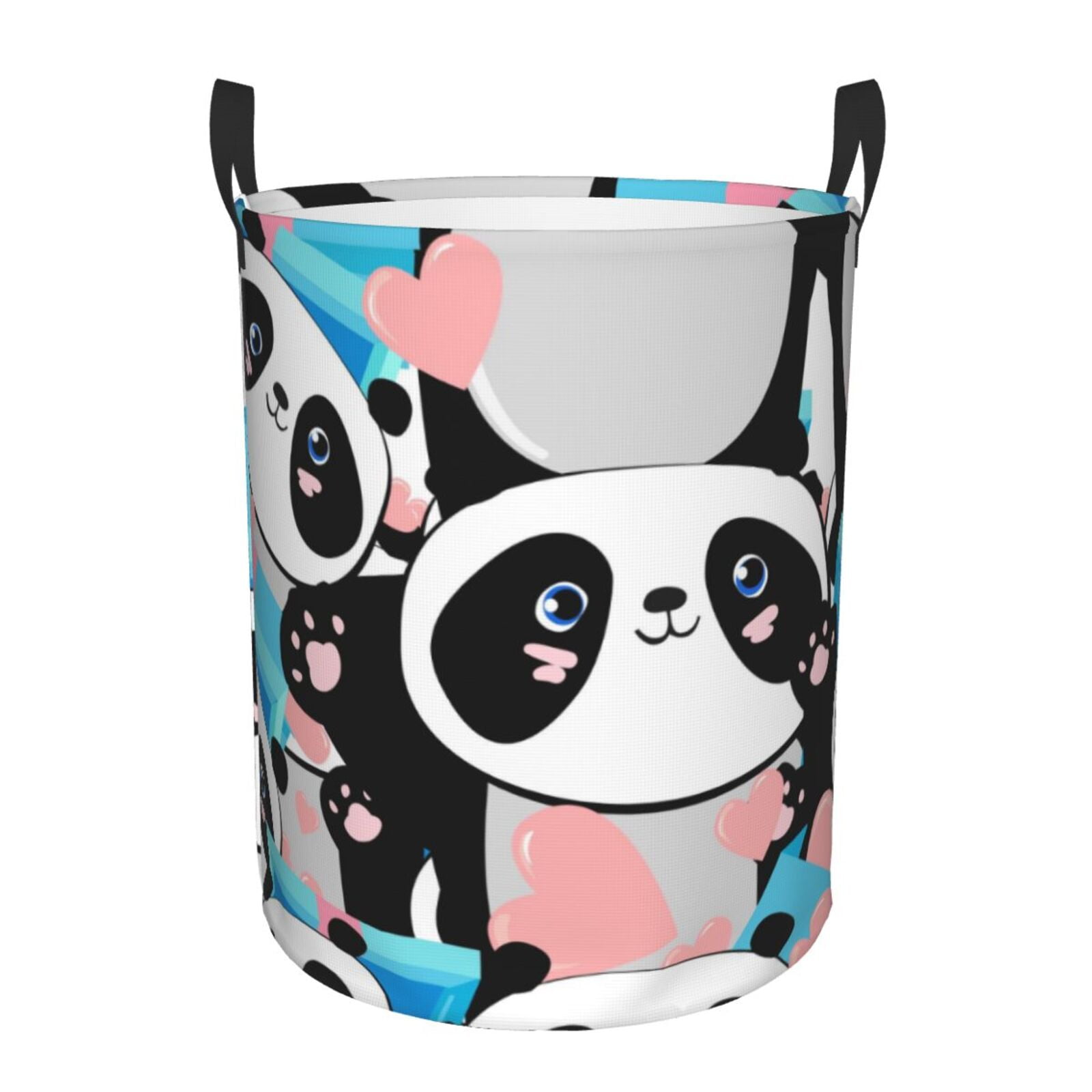Fuzoiu Panda Cute Pink Hearts Print Circular Hamper,Laundry Basket with ... Fuzoiu Panda Cute Pink Hearts Print Circular Hamper,Laundry Basket with ...