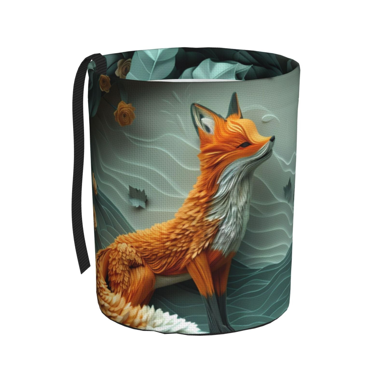 Fuzoiu Paper Fox Crow Fantasy Print Car Trash Can,Leakproof Car Trash Can,Hanging Garbage Bin ...