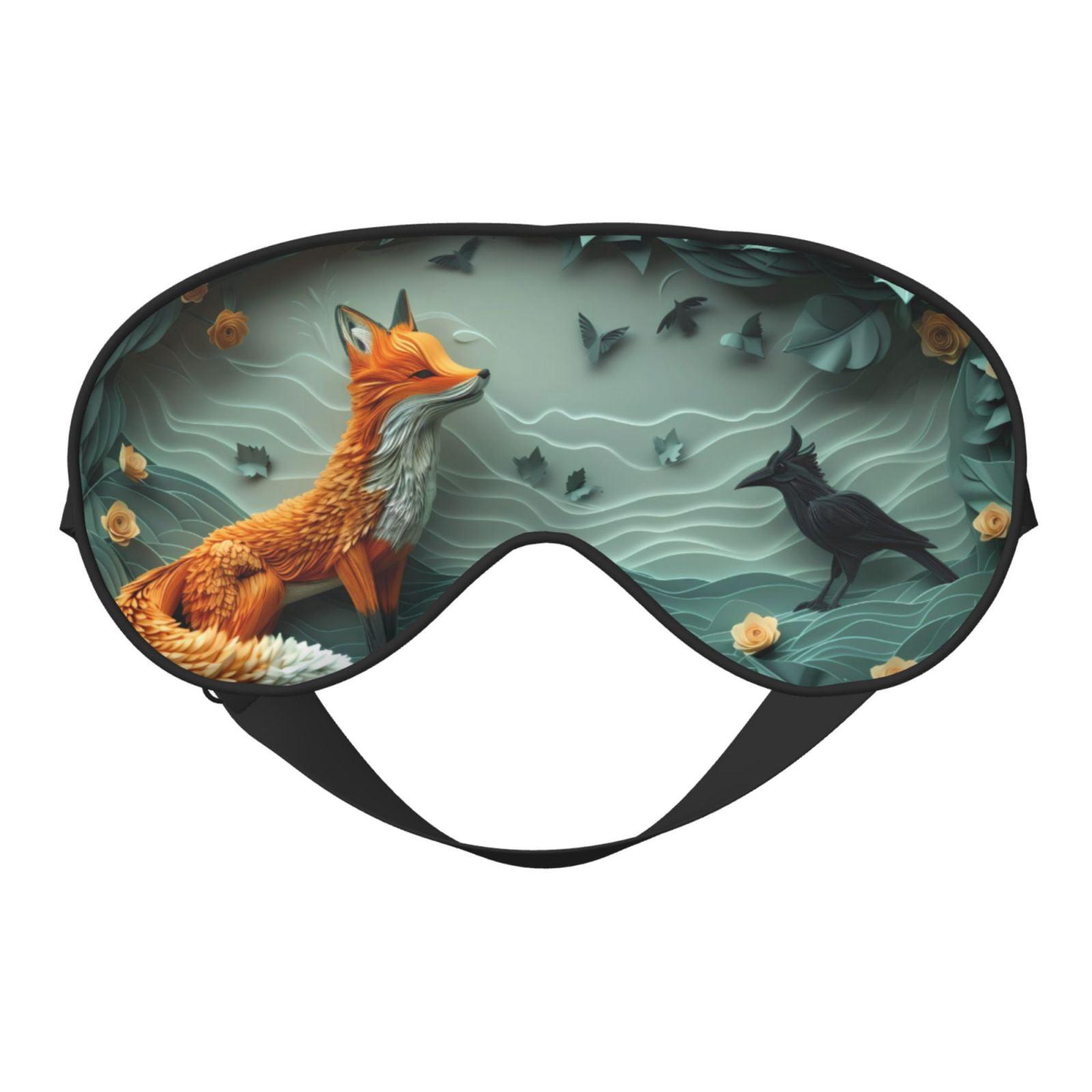 Fuzoiu Paper Fox Crow Fantasy Print Sleep Masks,Eye Masks with ...