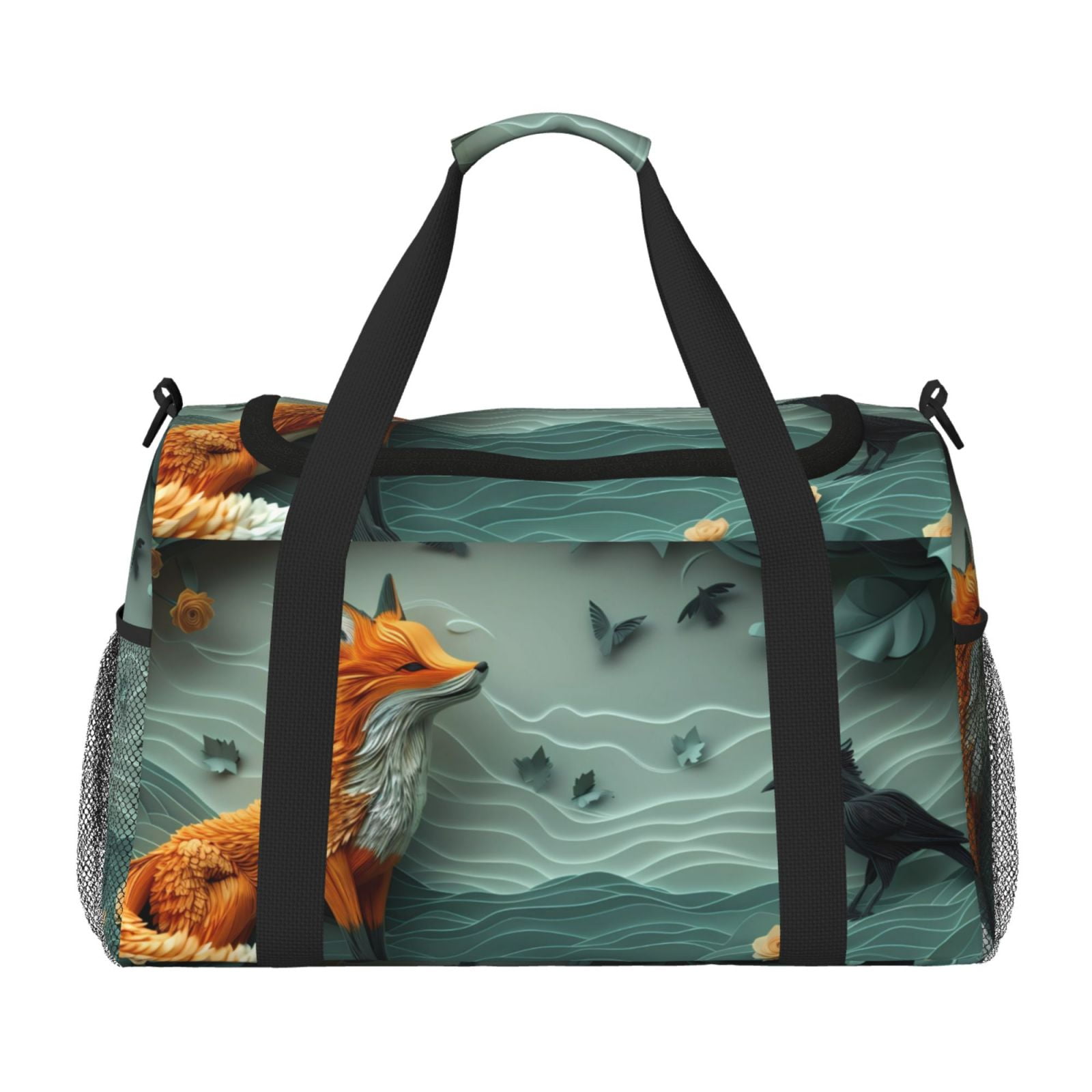 Fuzoiu Paper Fox Crow Fantasy Print Travel Duffle Bag,Carry On Tote ...