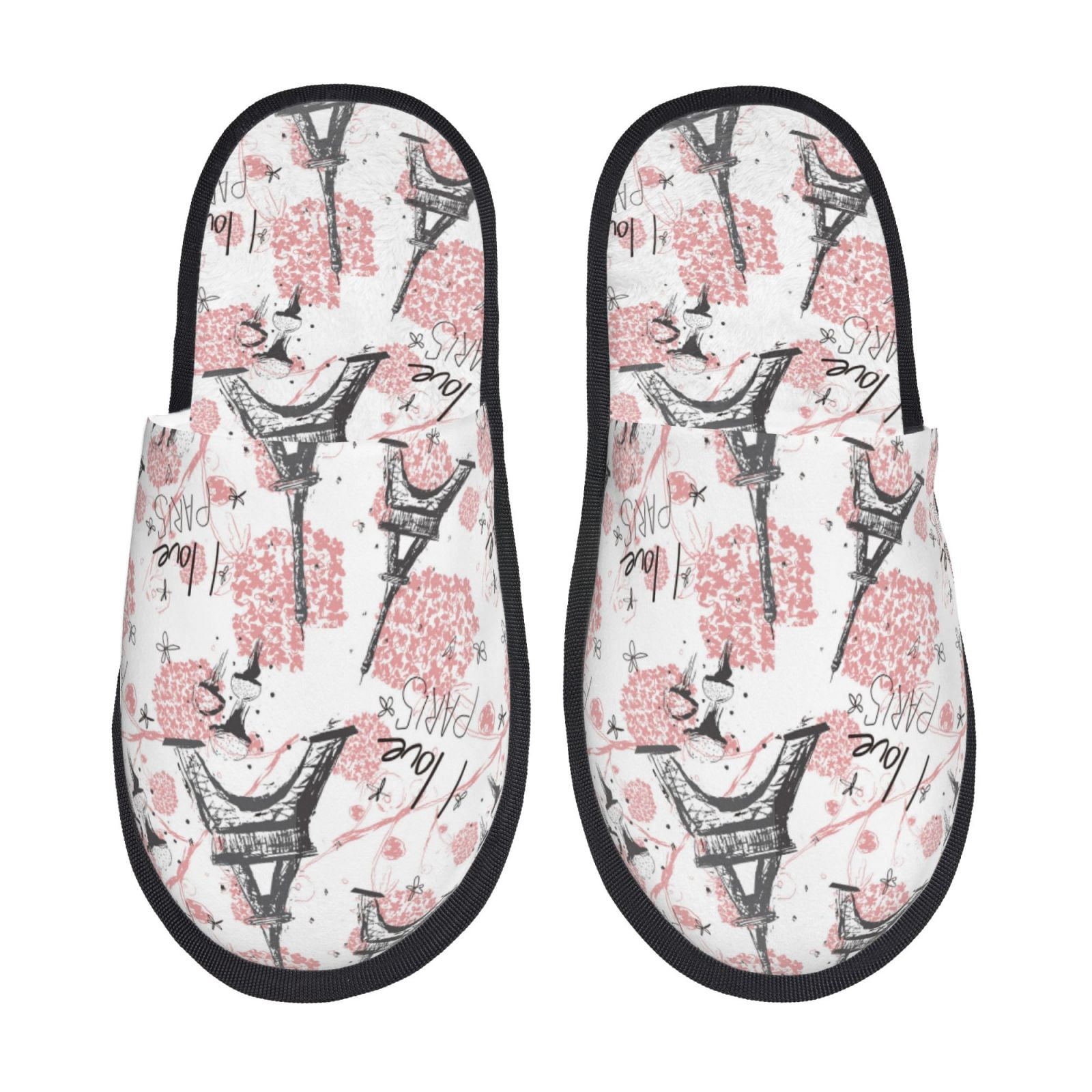 Fuzoiu Paris Print Unisex Furry Slippers,Plush Indoor Shoes,Trendy ...