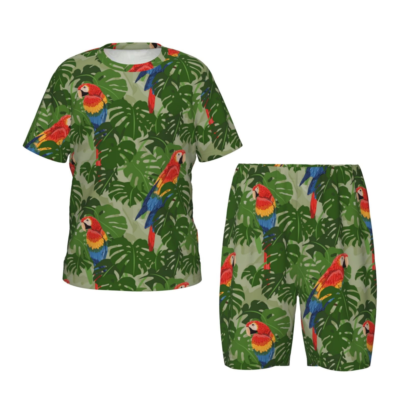 Fuzoiu Parrots And Tropical Leaves Print Boys Girls Pjs Sleepwear,2 ...