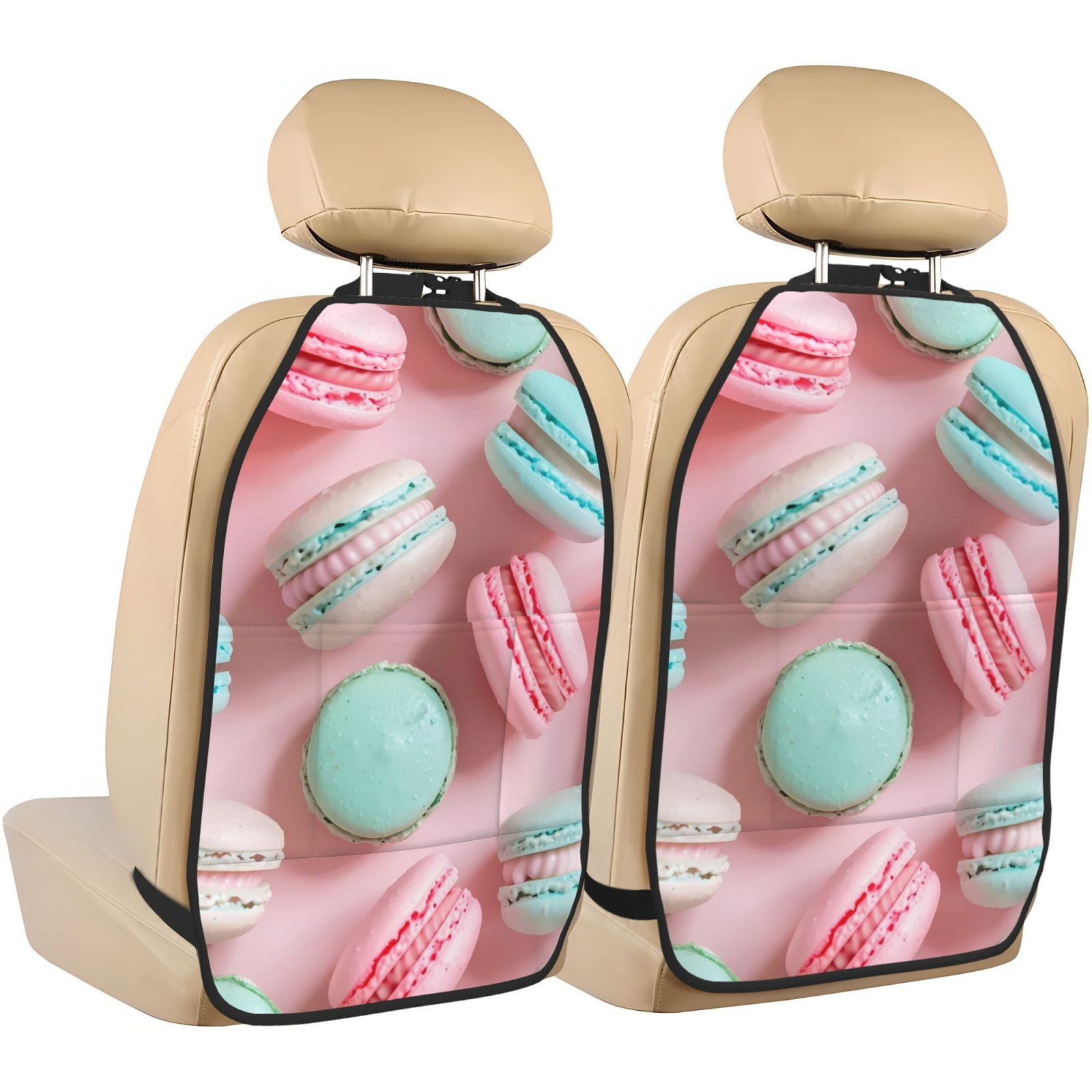 Fuzoiu Pastel Macarons Delight Print 2 Pack Kick Mat Back Seat ...