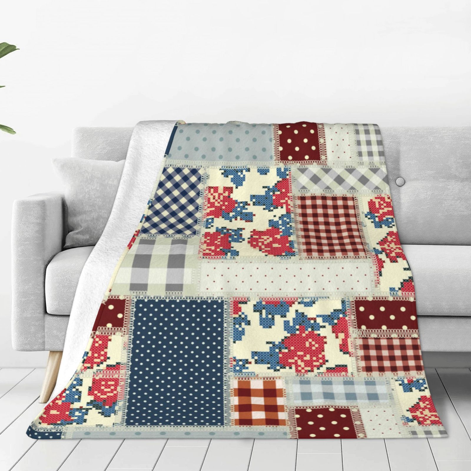 Fuzoiu Patchwork In Country Style Print Ultra-Soft Micro Fleece Blanket ...