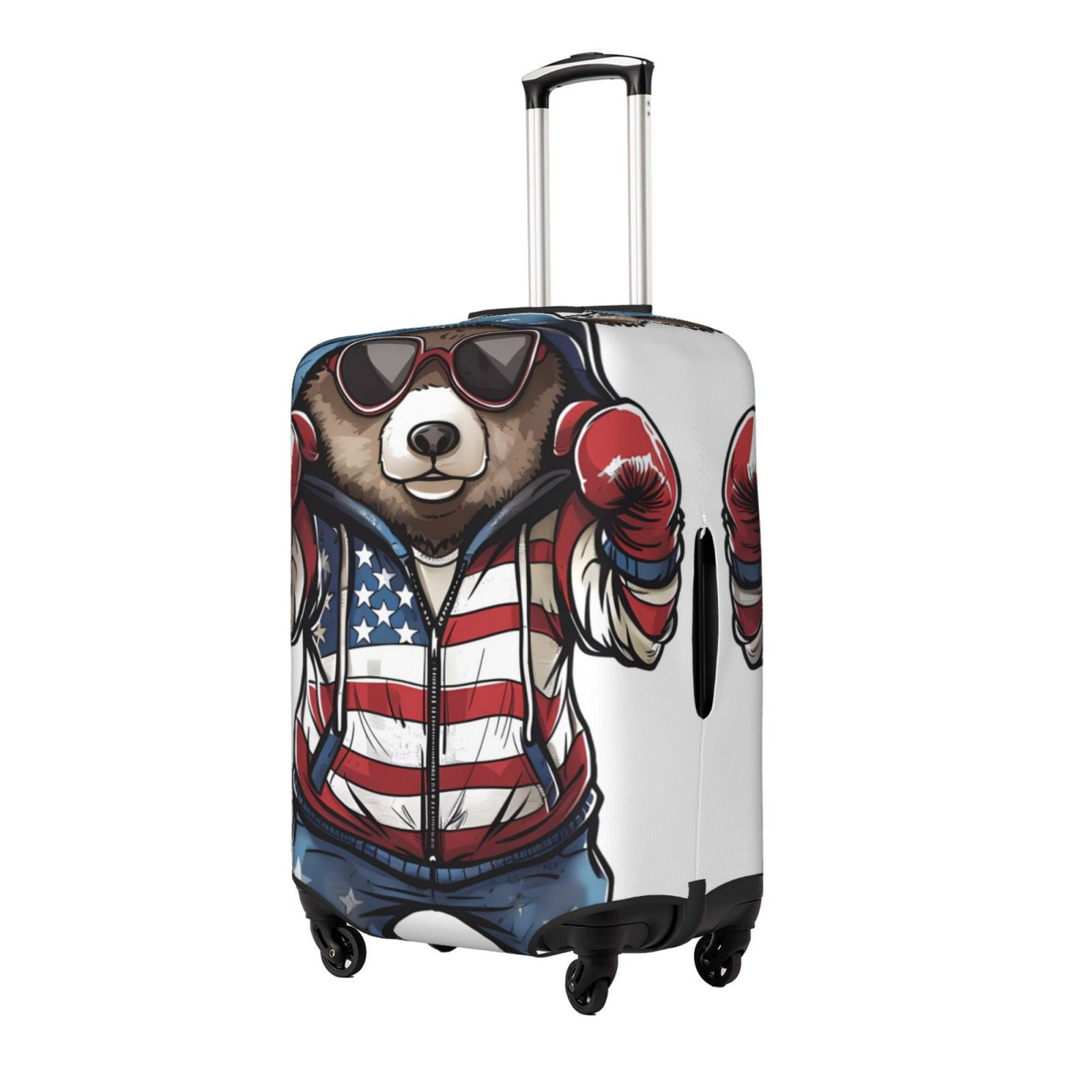 Fuzoiu Patriotic Boxing Bear Art Print Suitcase Cover,Washable Luggage ...