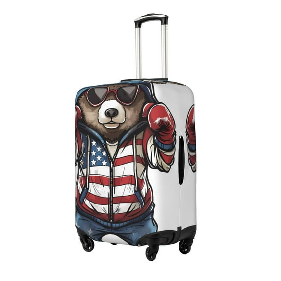 Fuzoiu Patriotic Boxing Bear Art Print Suitcase Cover,Washable Luggage ...