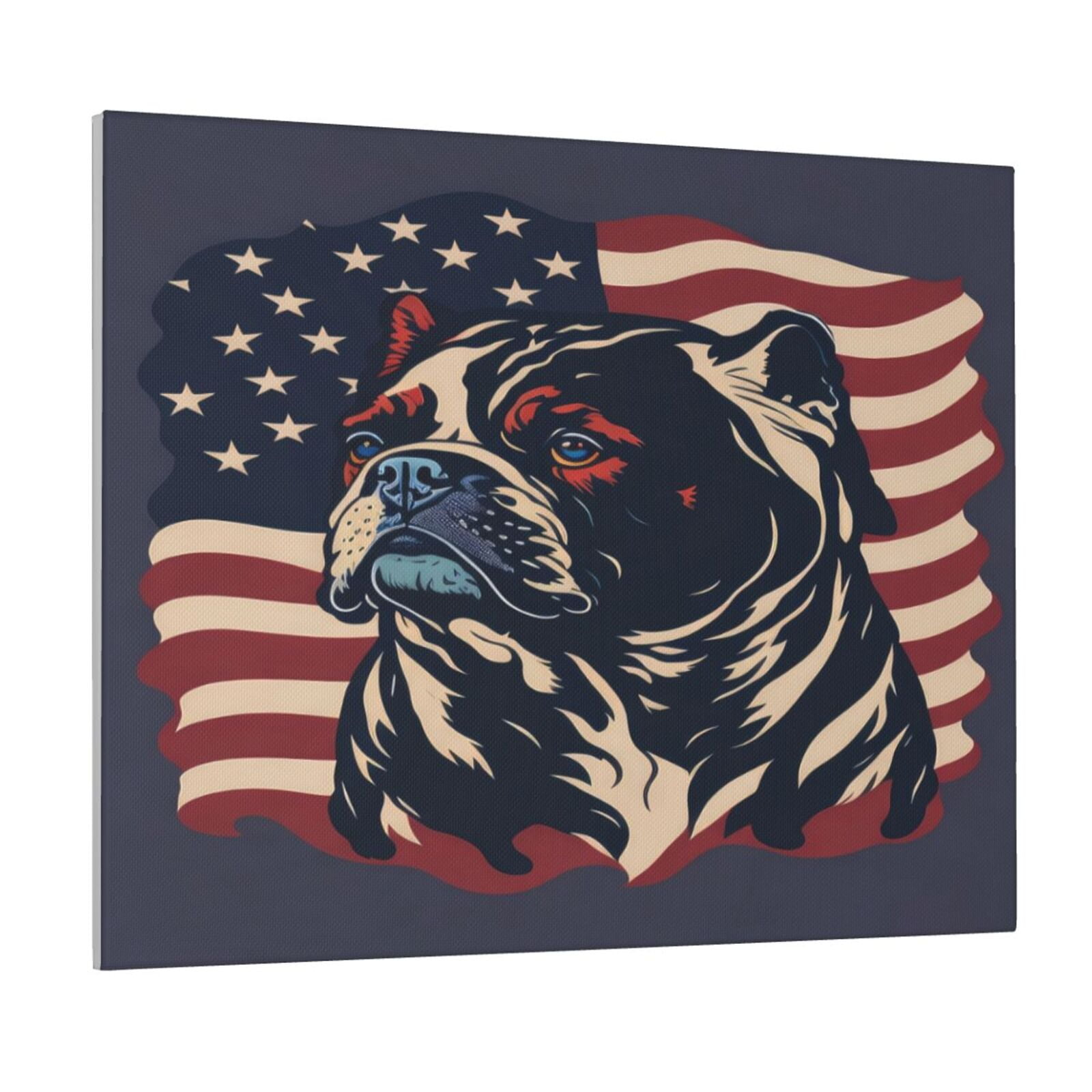 Fuzoiu Patriotic Bulldog Art Print Canvas Wall Art for Bathrooms,Wall ...