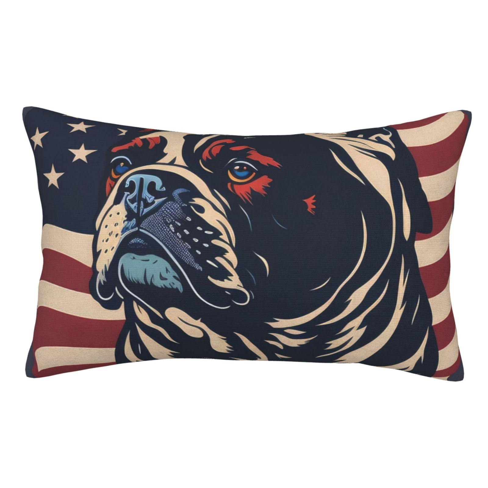 Fuzoiu Patriotic Bulldog Art Print Pillow Case with Hidden Zipper ...