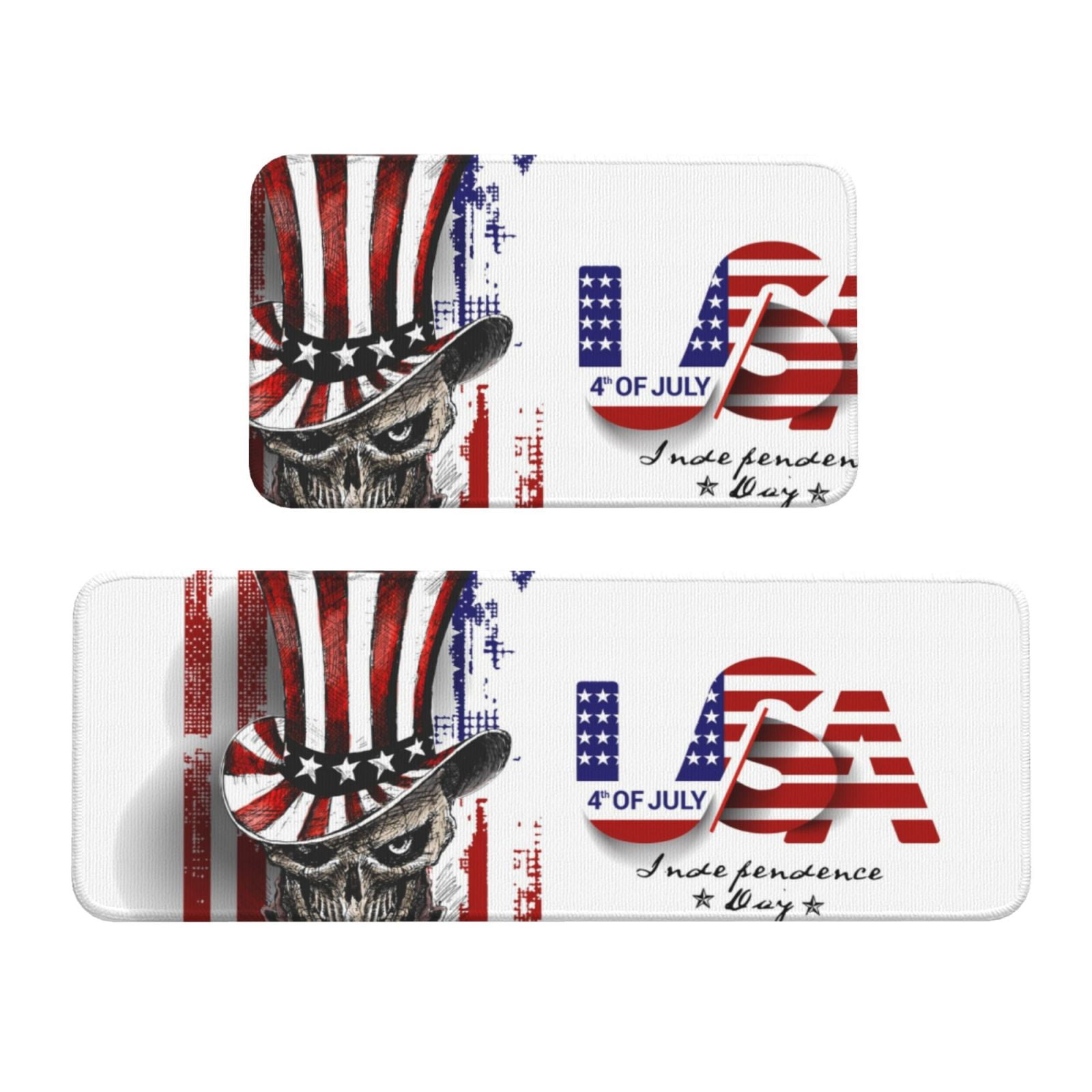 Fuzoiu Patriotic Skull Art Print Kitchen Floor Mat 2 Sets,Kitchen Rugs ...