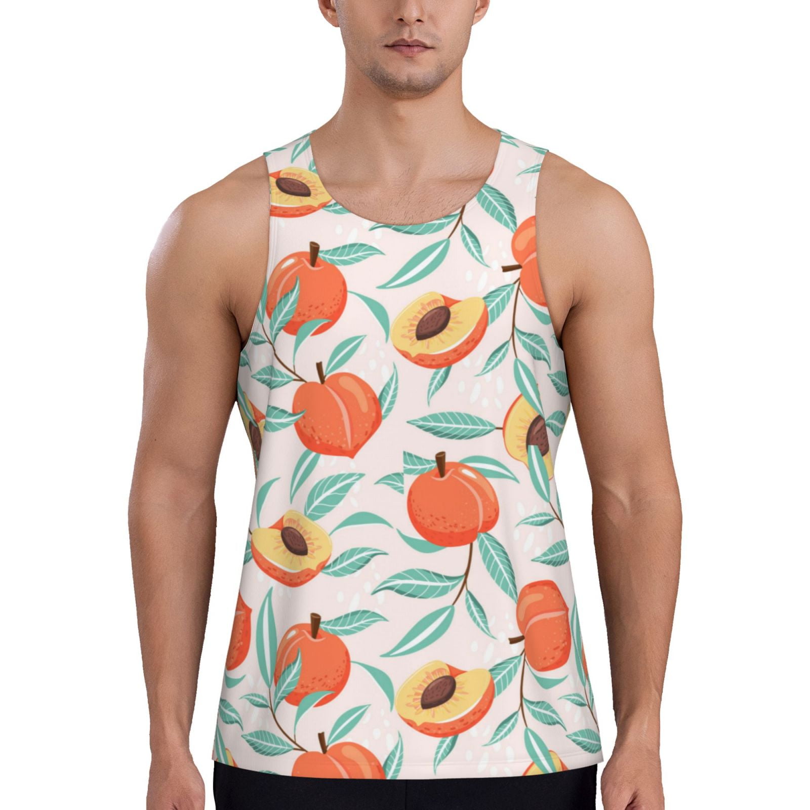 Fuzoiu Peach Print Men's Workout Tank Tops,Sleeveless Gym Shirt Quick ...