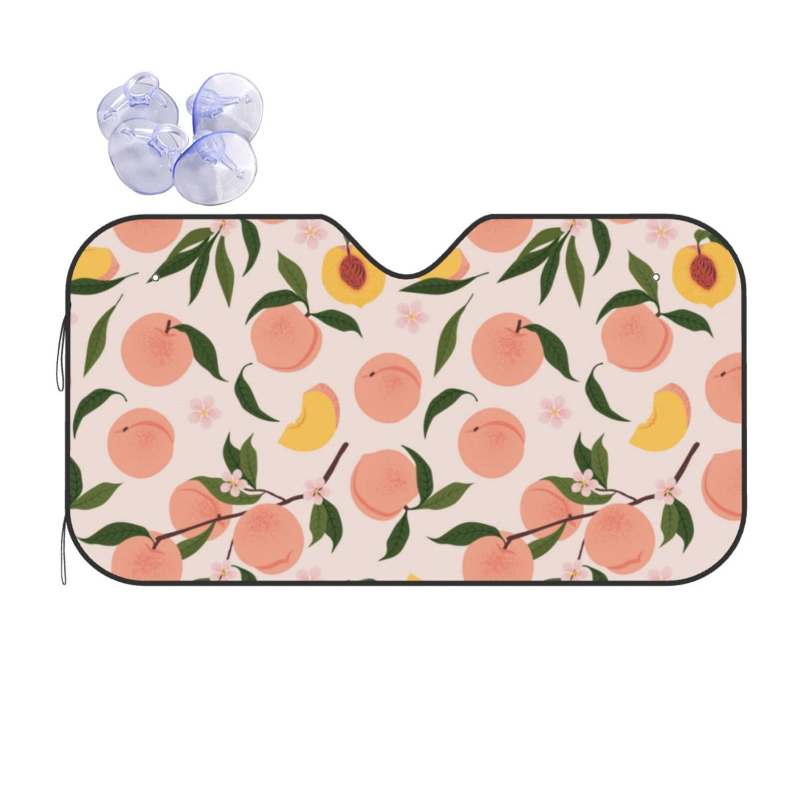 Fuzoiu Peach With Leaves1 Print Car Windshield Sun Shade,Block Uv Rays ...