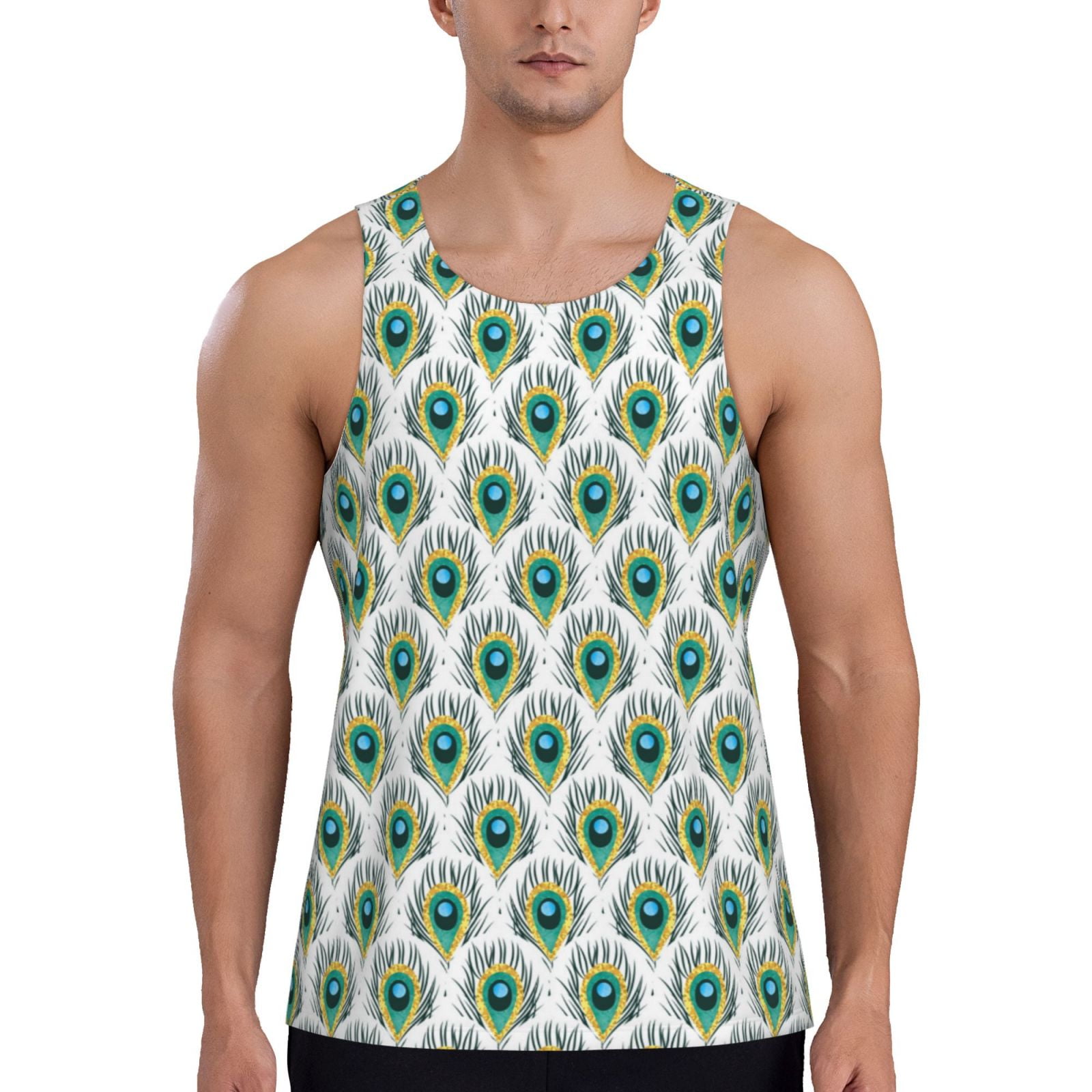 Fuzoiu Peacock Feathers1 Print Men's Workout Tank Tops,Sleeveless Gym ...