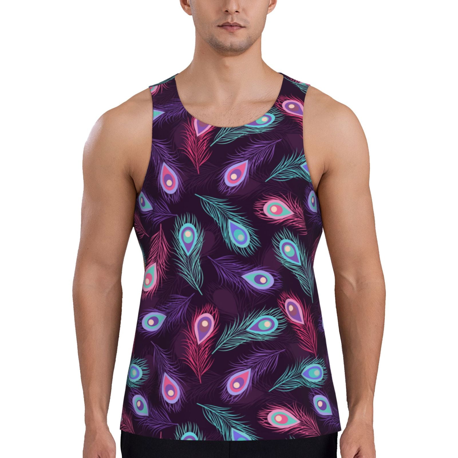 Fuzoiu Peacock Feathers3 Print Men's Workout Tank Tops,Sleeveless Gym ...